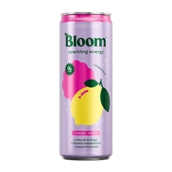 Bloom Nutrition Sparkling Energy Drink, Raspberry Lemonade, 12 oz ...