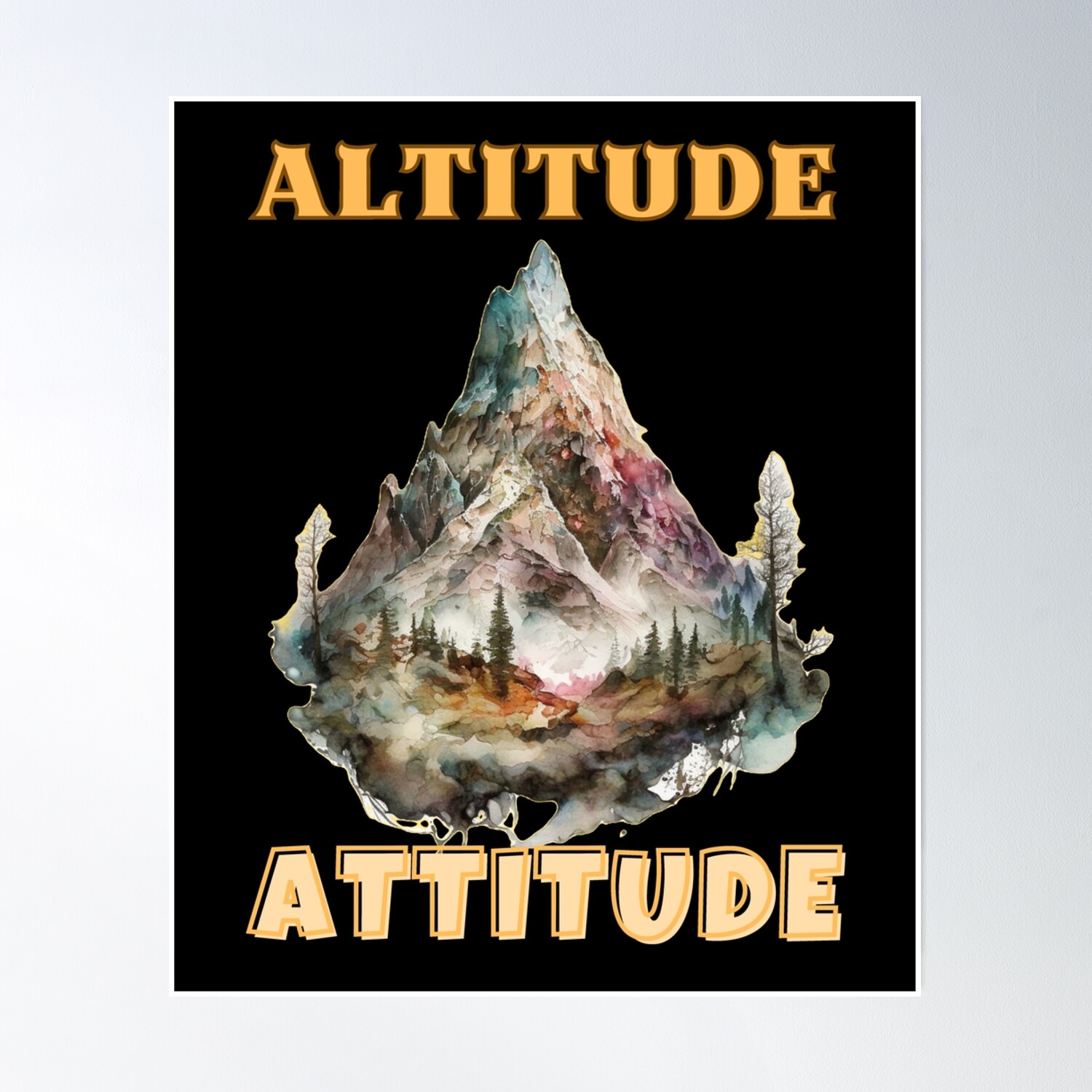 Bloom Theory Altitude Attitude. Awesome Hiking Poster Wall Art, Modern ...