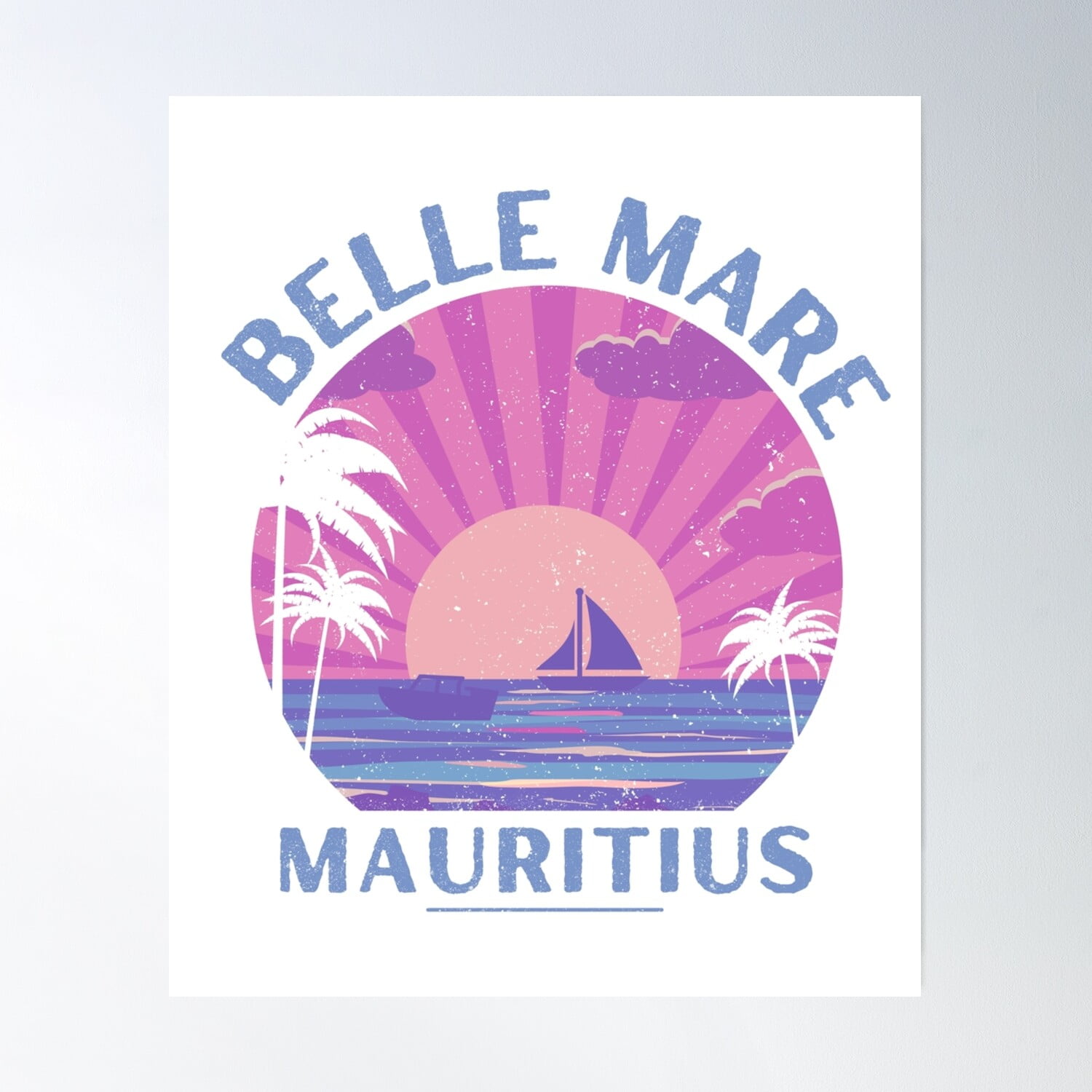 Bloom Theory Belle Mare - Mauritius Palm Sunset Vacation Sailing Poster Wall Art, Modern Wall ...