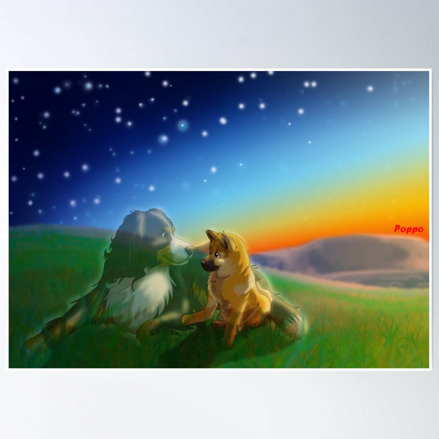 Bloom Theory Bernese Mountain Dog And Eurasier Poster Wall Art, Modern Wall Decor, 8x12 UNFRAMED ...