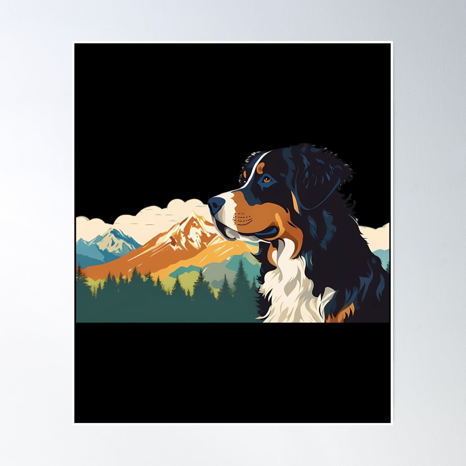 Bloom Theory Bernese Mountain Dog Poster Wall Art, Modern Wall Decor, 24x36 UNFRAMED - Walmart.com