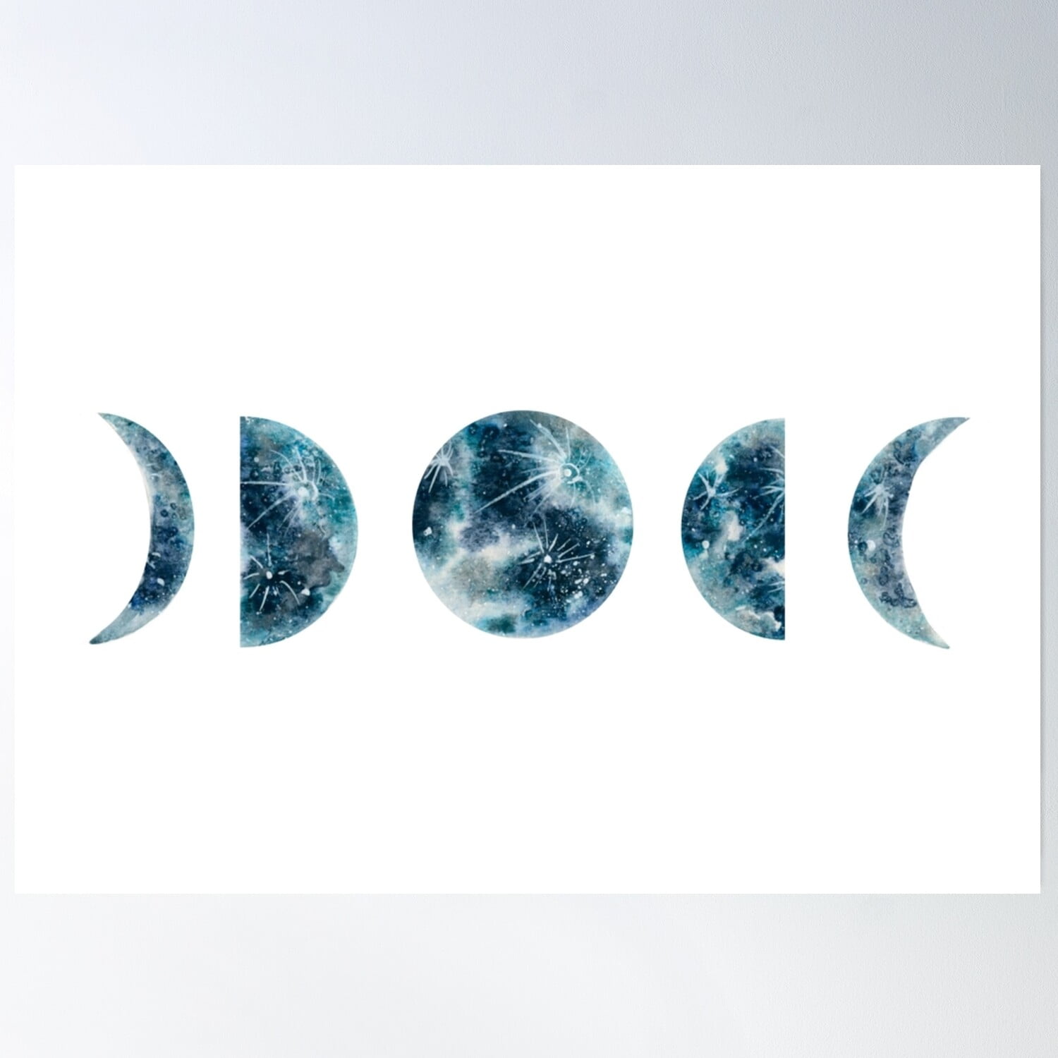 Bloom Theory Blue Moon Phases Poster Wall Art, Modern Wall Decor, 8x12 ...