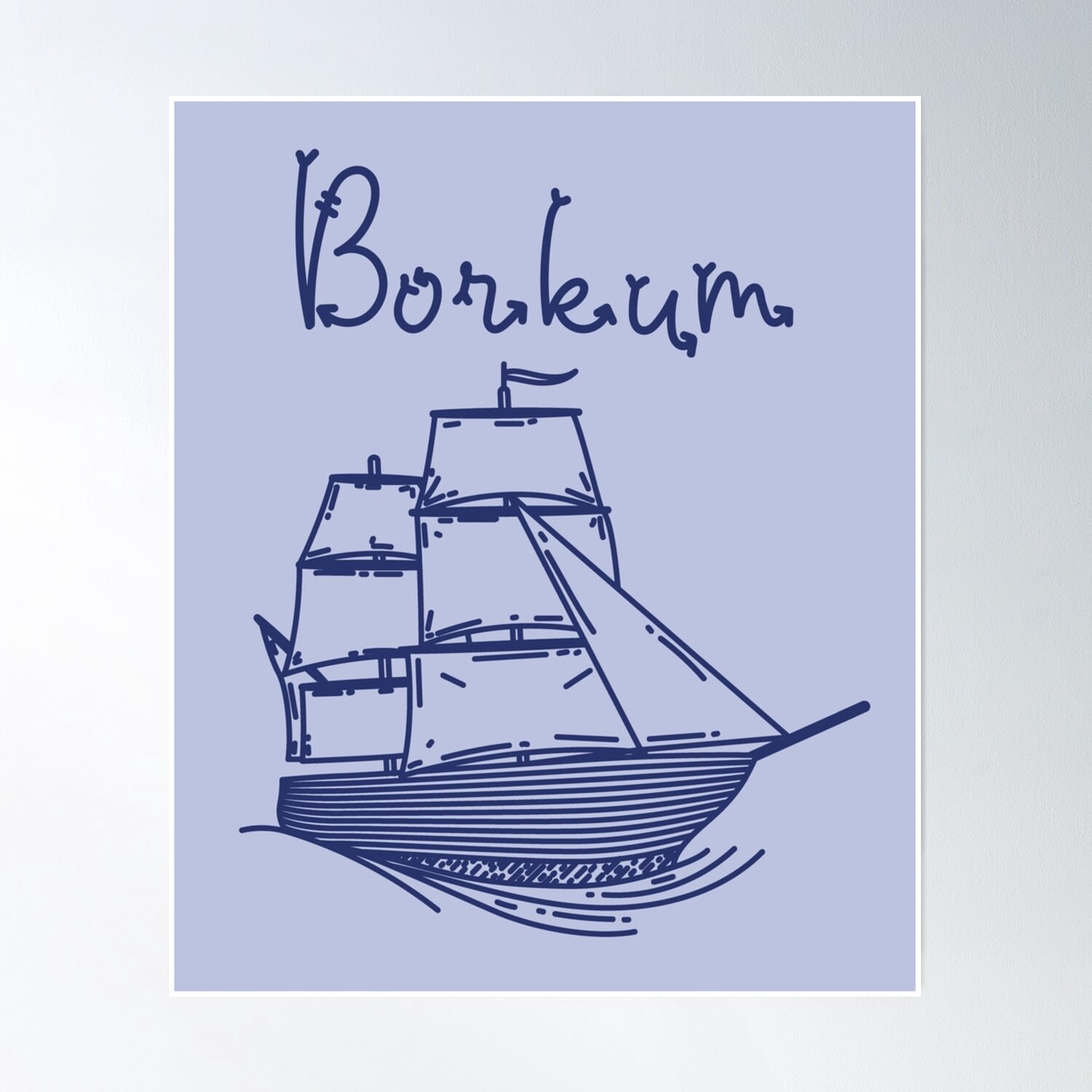 Bloom Theory Borkum Island North Sea With Blue Sailing Ship Poster Wall ...