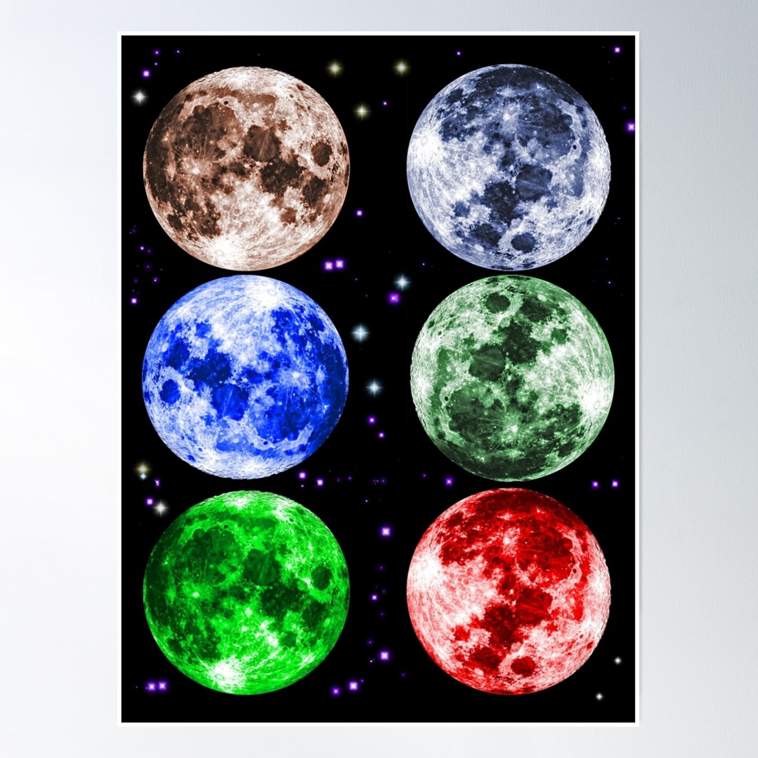Bloom Theory Colored Moon Poster Wall Art, Modern Wall Decor, 24x36 ...