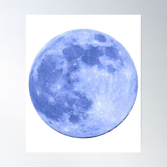 Bloom Theory Cool And Cute Blue Moon Art Poster Wall Art, Modern Wall ...