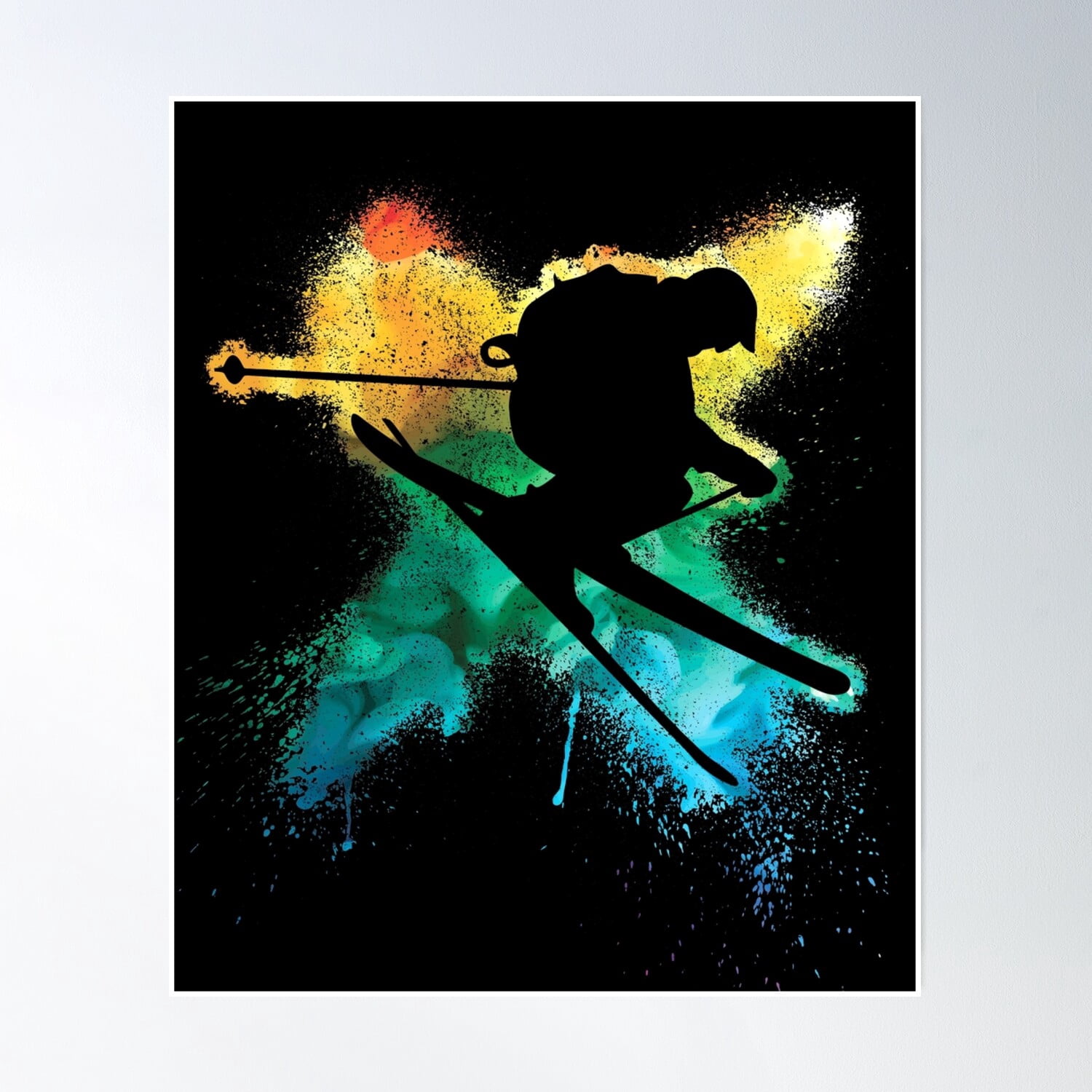 Bloom Theory Cool Boy Jumps On Skis While Alpine Skiing Poster Wall Art ...