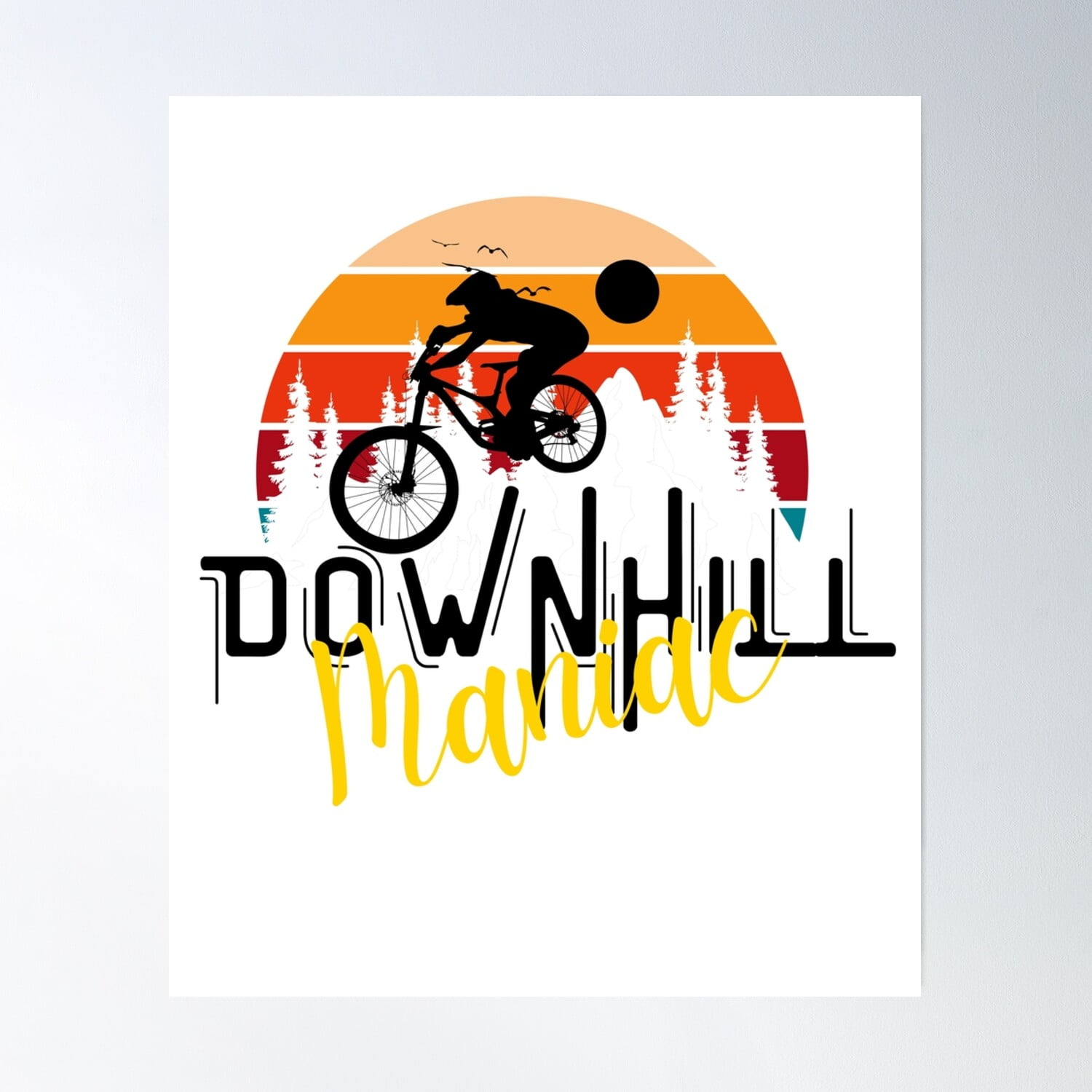 Bloom Theory Downhill Maniac Mountain Bike Poster Wall Art, Modern Wall Decor, 16x24 UNFRAMED ...