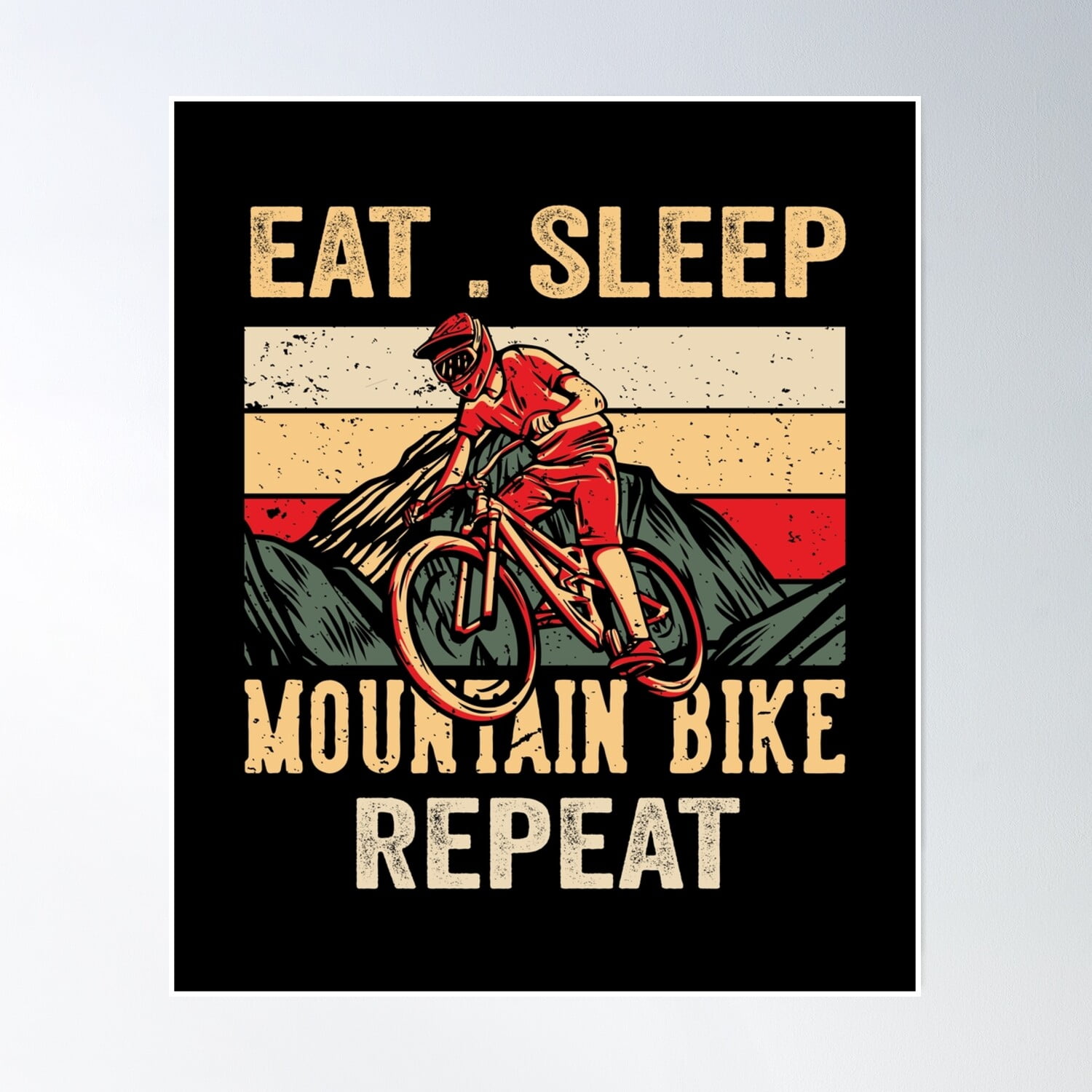 Bloom Theory Eat Sleep Mountain Bike Repeat Retro Vintage Bicycle Riding Eat Sleep Mountain Bike ...
