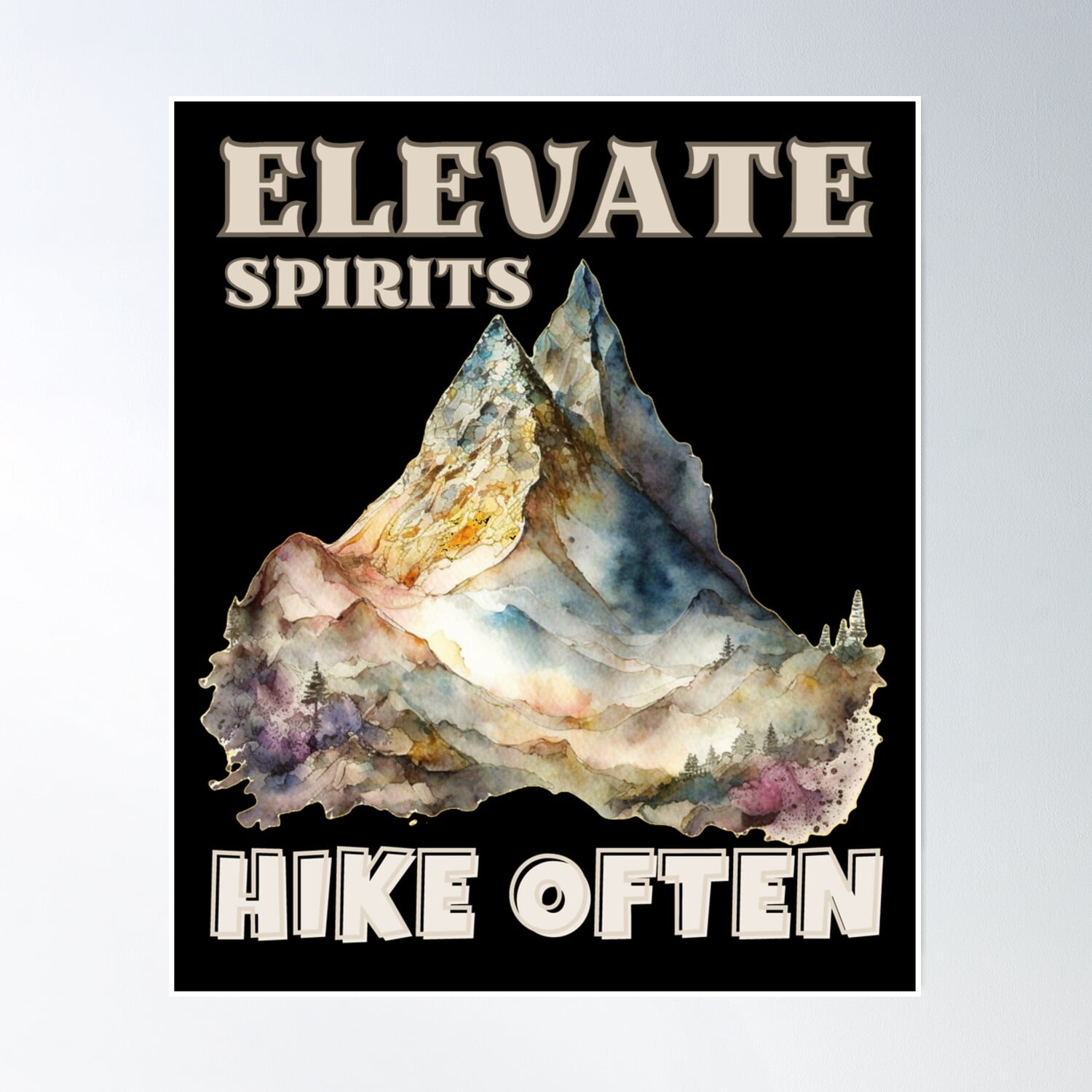 Bloom Theory Elevate Spirits, Hike Often. Breathtaking Scenery Poster Wall Art, Modern Wall ...