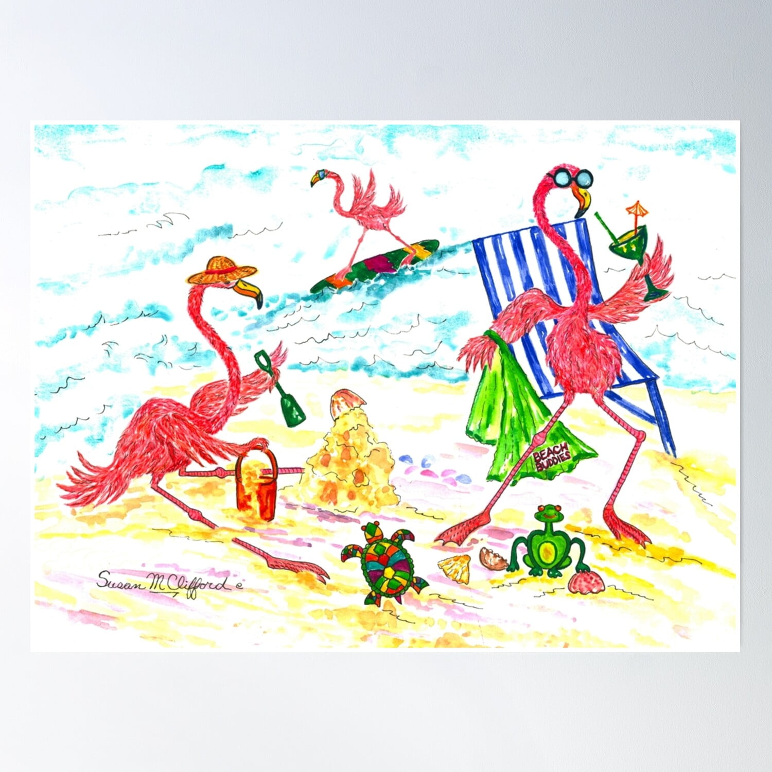 Bloom Theory Flamingo Summer Vacation Poster Wall Art, Modern Wall ...