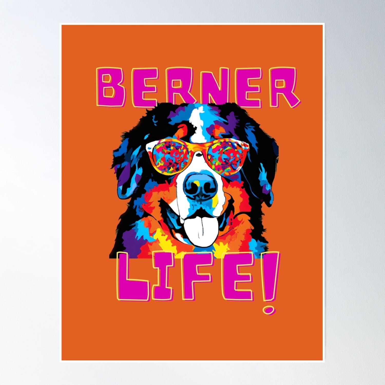 Bloom Theory Fun Bright Cool Bernese Mountain Dog Berner Life! Poster Wall Art, Modern Wall ...