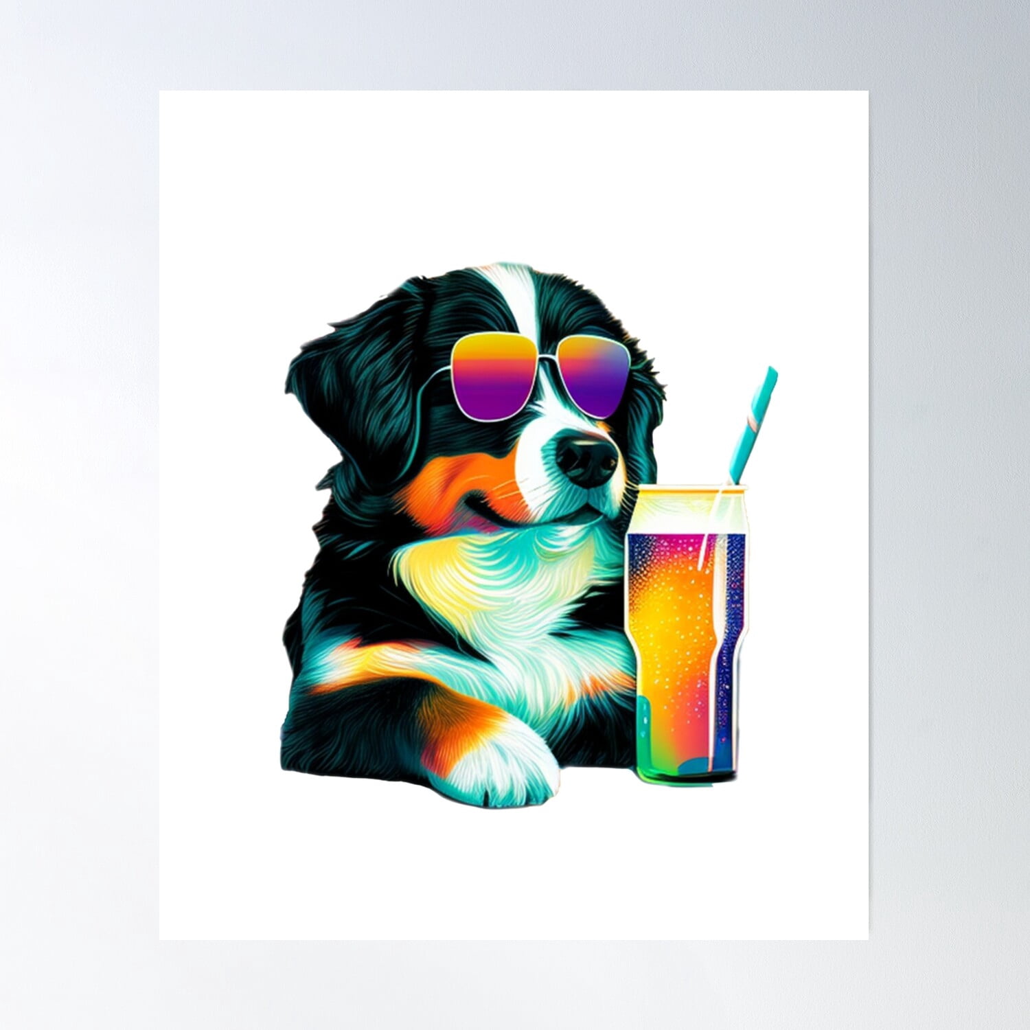 Bloom Theory Funny Bernies Mountain Dog Design Poster Dog Tropical ...