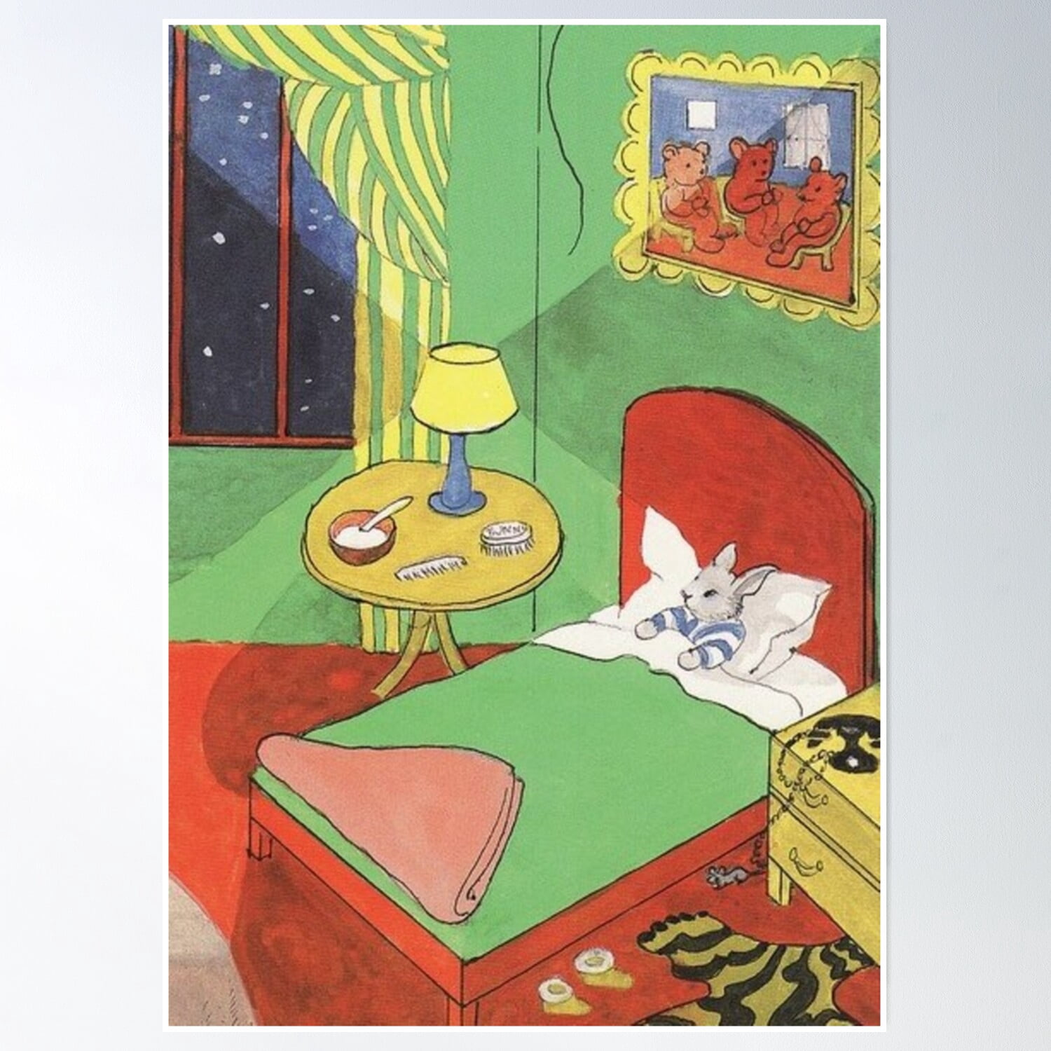 Bloom Theory Goodnight Moon Bunny Poster Wall Art, Modern Wall Decor ...