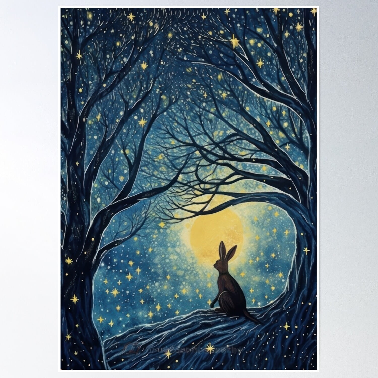Bloom Theory Hare, Pagan Hare, Pagan Art, Moon, Animal, Poster Wall Art ...