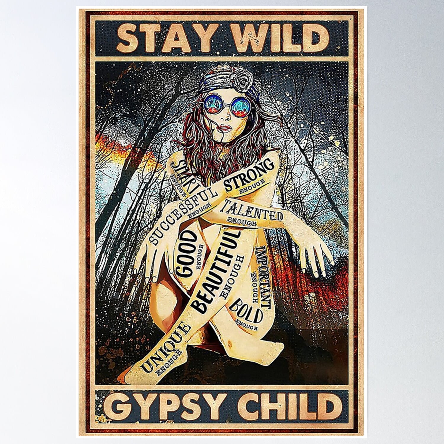 Bloom Theory Hippie Stay Wild Gypsy Child Poster Wall Art, Modern Wall ...
