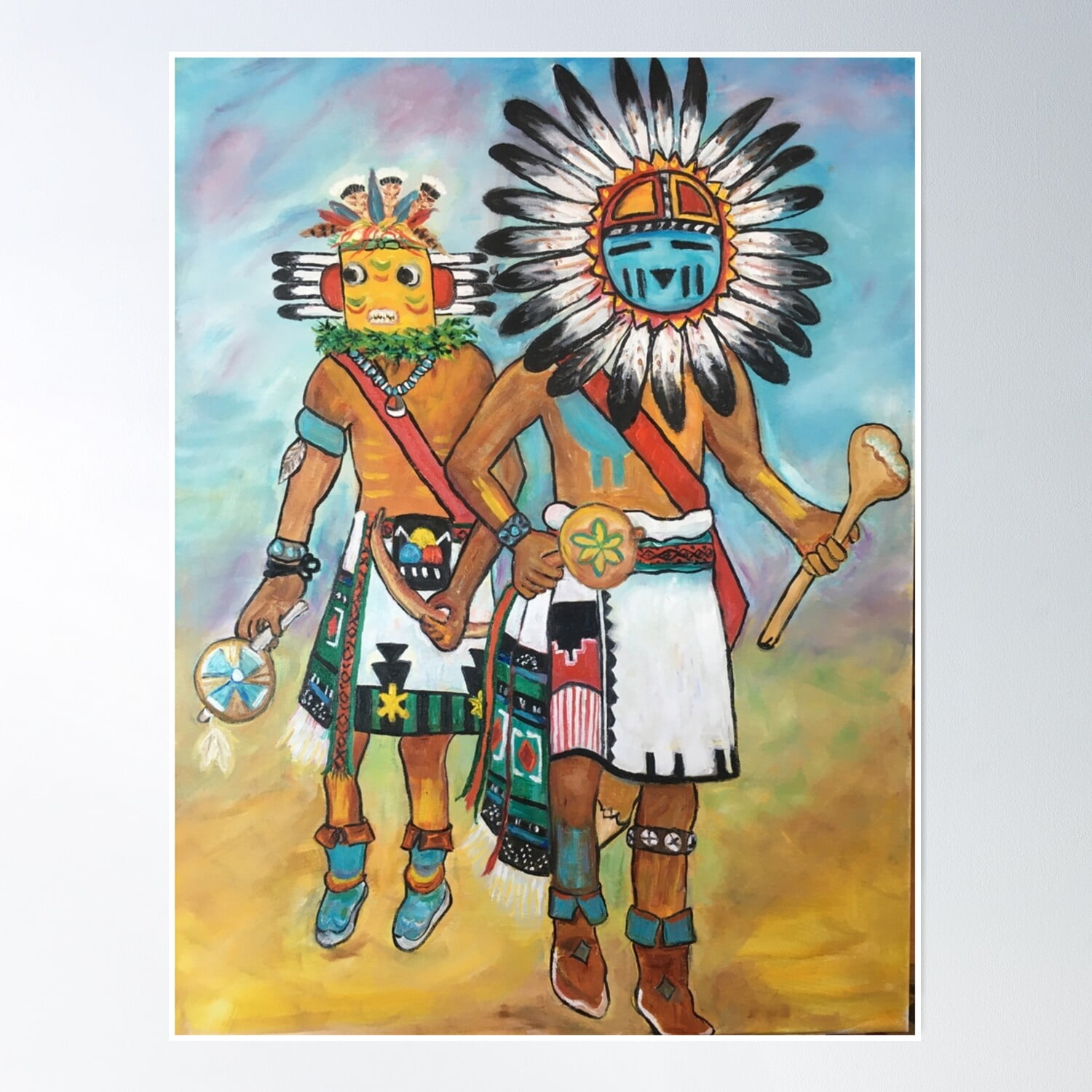 Bloom Theory Hopi Sun And Moon Kachinas Poster Wall Art, Modern Wall ...
