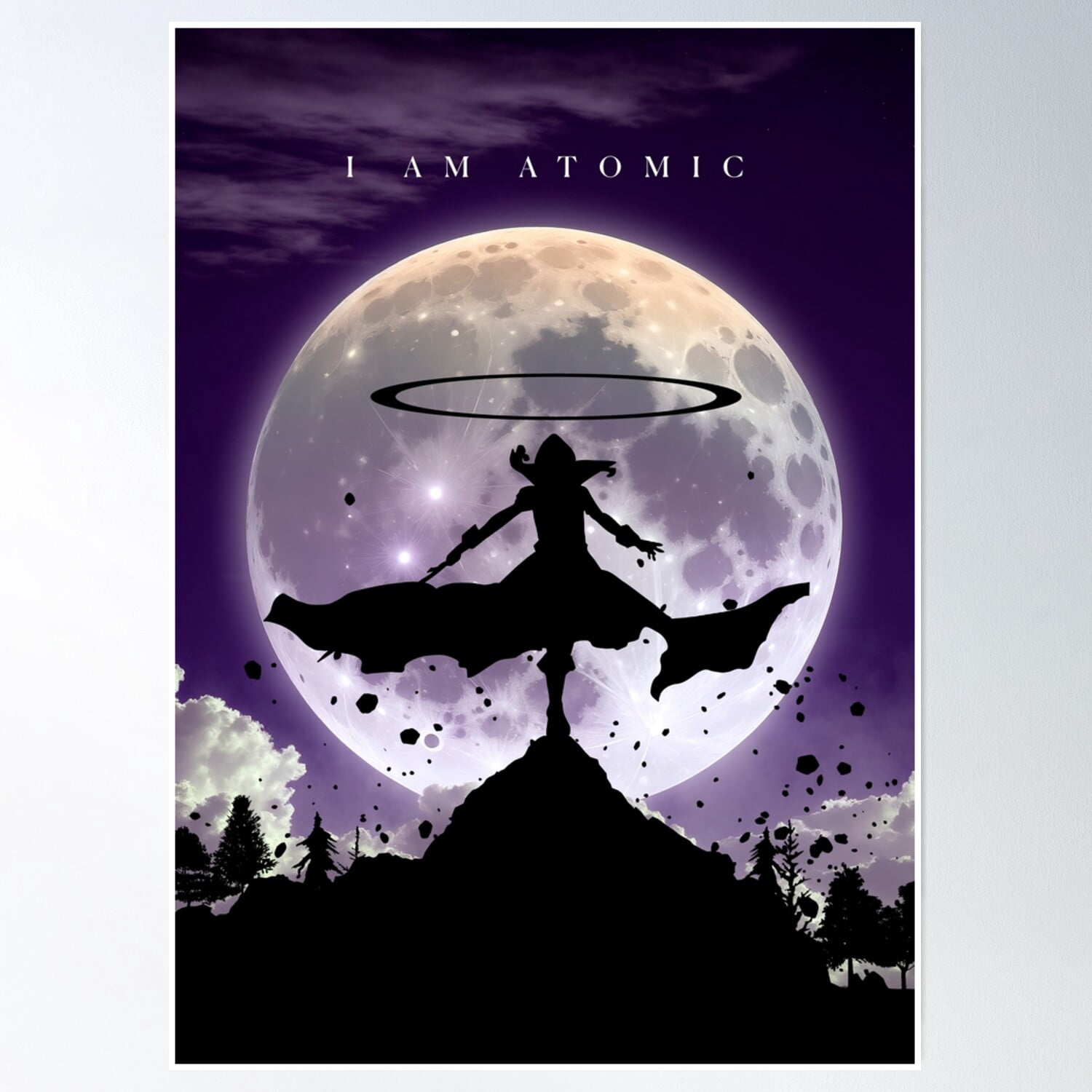 Bloom Theory I Am Atomic Shadow Silhouette Poster Wall Art, Modern Wall ...