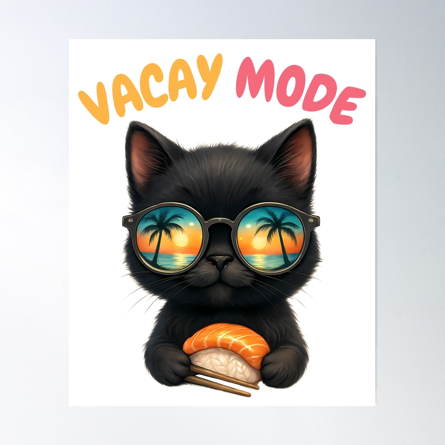 Bloom Theory Kawaii Cat Wear Sunglasses Eat Sushi Funny Vacay Mode ...