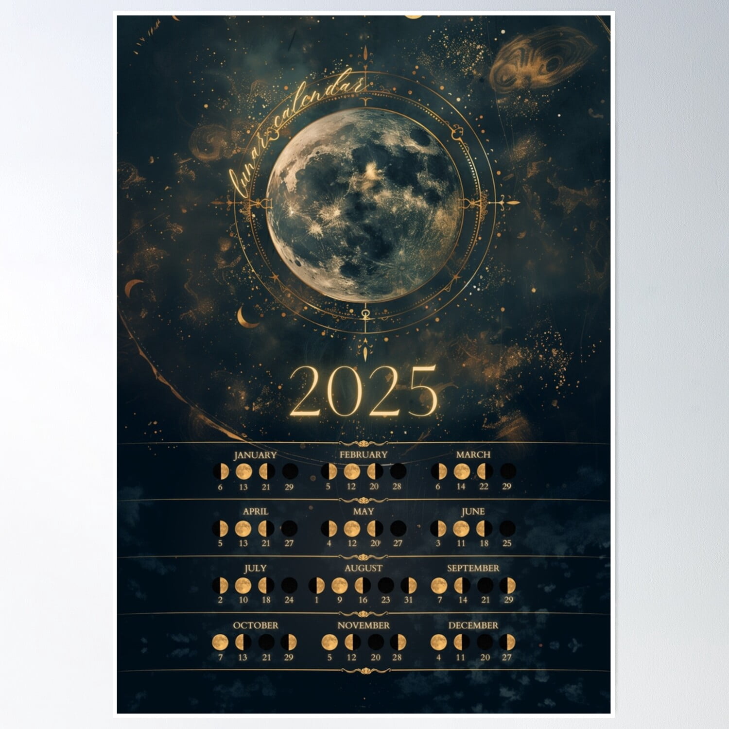 Bloom Theory Magical Lunar Calendar 2025 Poster Wall Art, Modern Wall ...