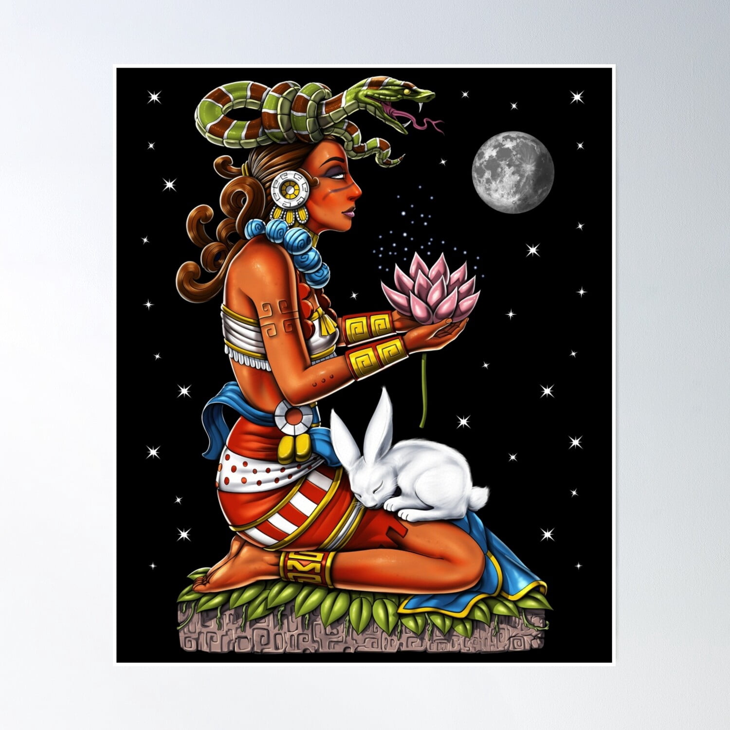 Bloom Theory Mayan Goddess Ixchel Poster Wall Art, Modern Wall Decor ...