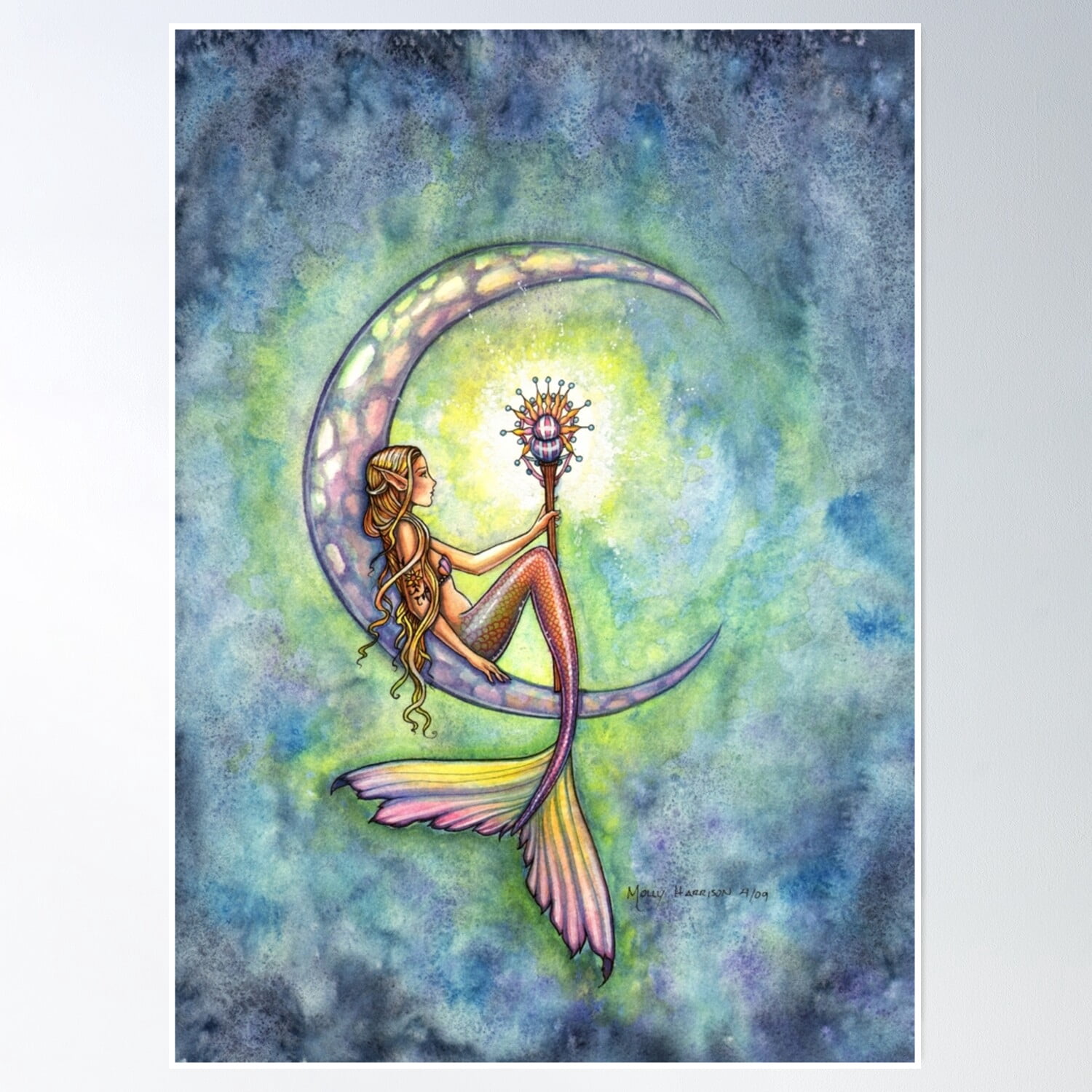 Bloom Theory Mermaid Moon Mermaid Art By Molly Harrison Poster Wall Art ...