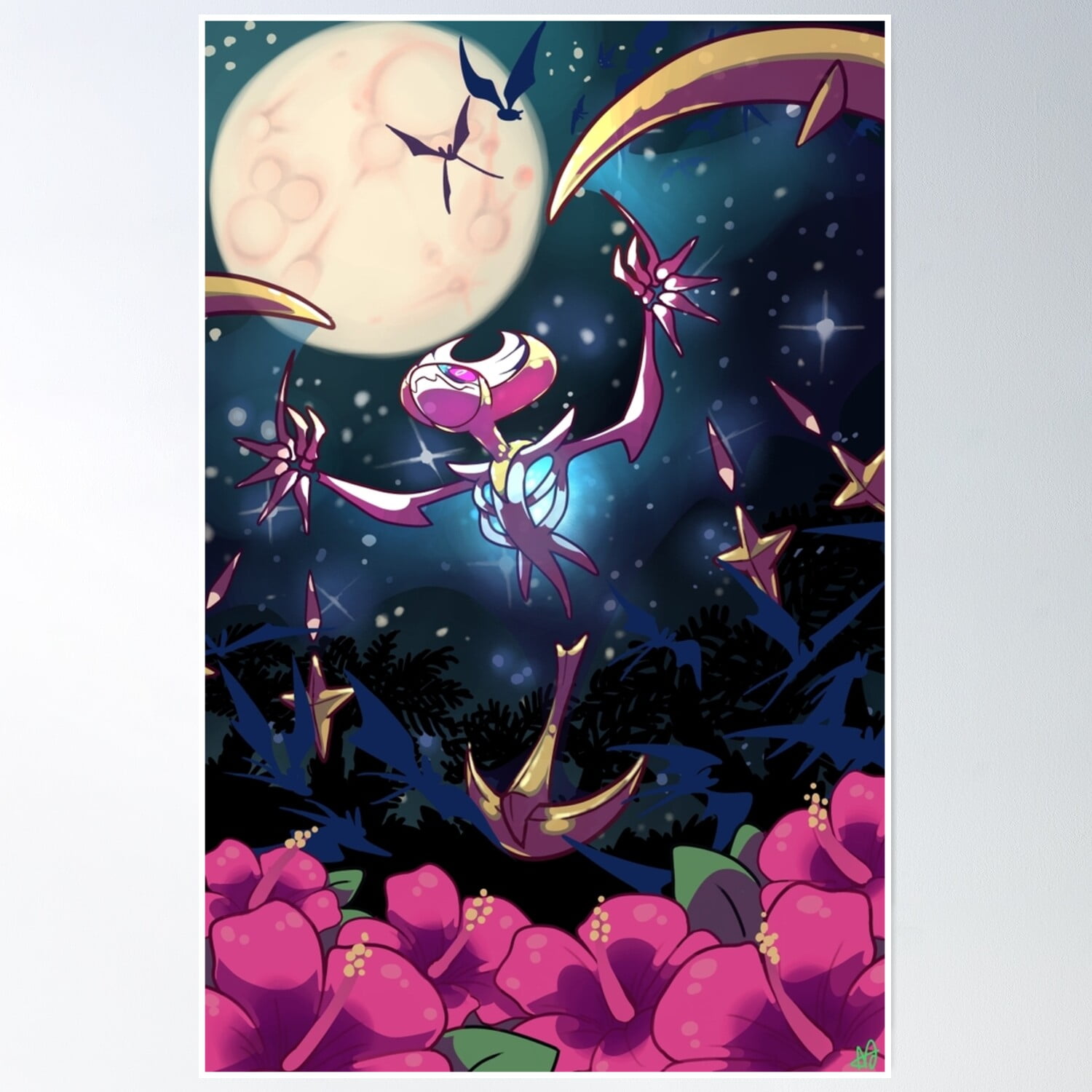 Bloom Theory Moon Bat Moon Bat Moon Bat Ghost Moon Bat Poster Wall Art ...