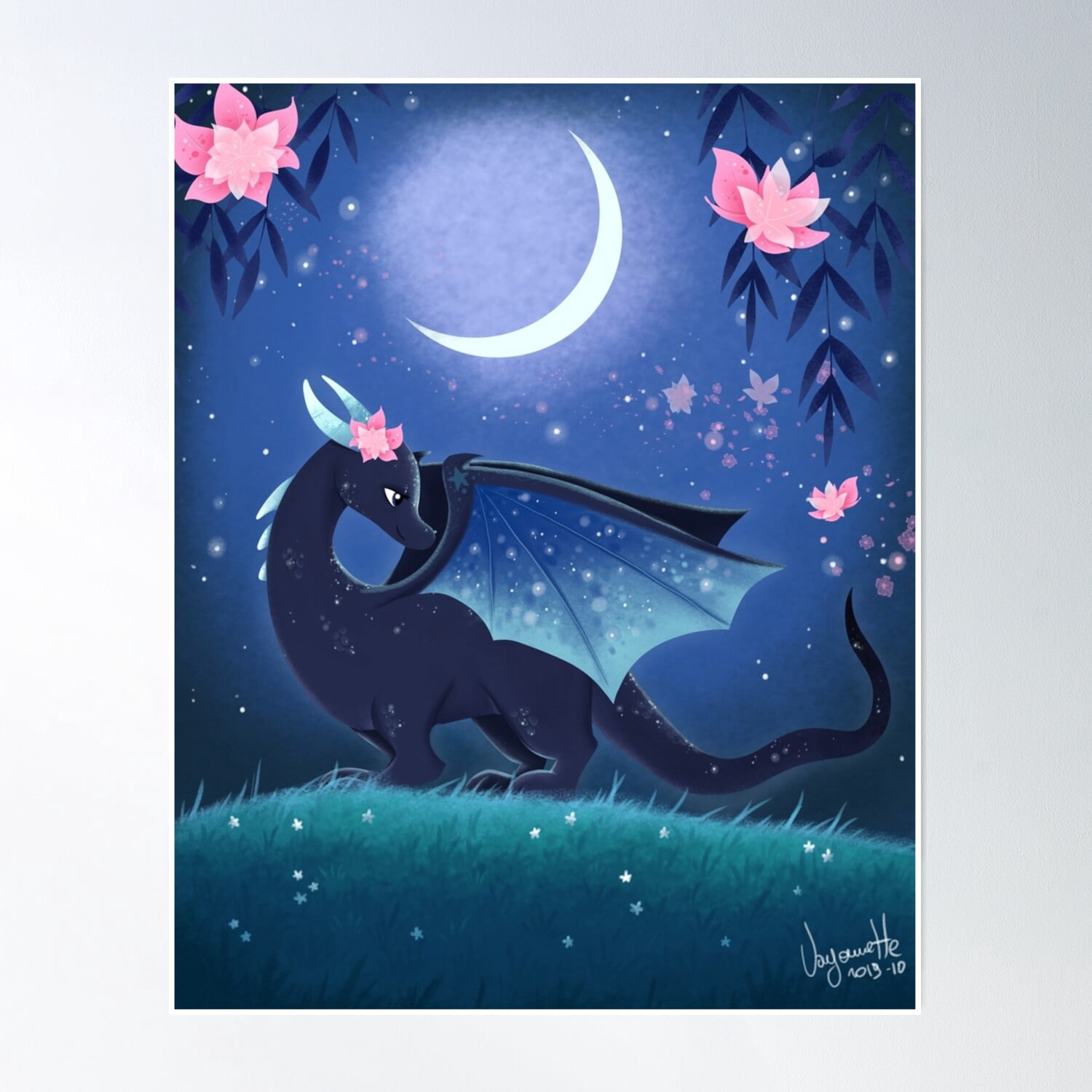 Bloom Theory Moon Dragon Poster Wall Art, Modern Wall Decor, 24x36 ...