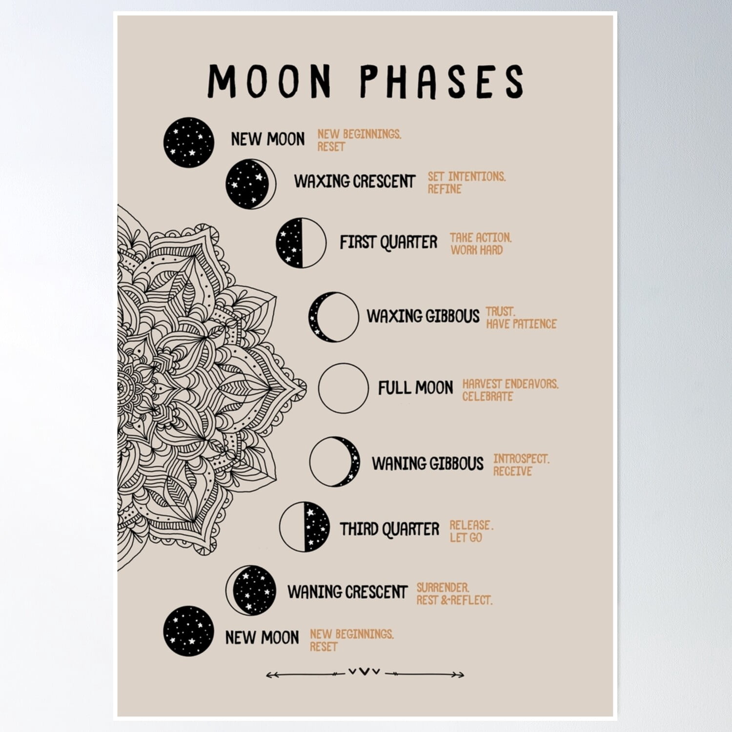 Bloom Theory Moon Phases Meaning Poster Wall Art, Modern Wall Decor ...