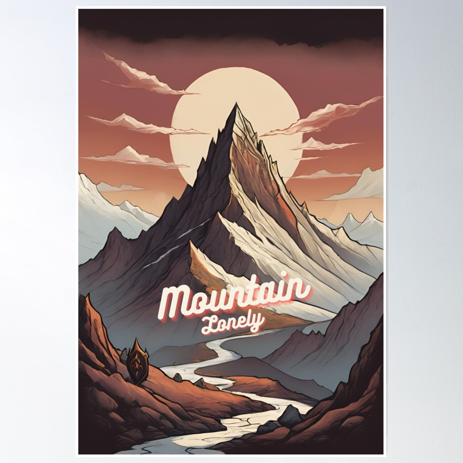 Bloom Theory Mountain Lonely Poster Wall Art, Modern Wall Decor, 8x12 ...
