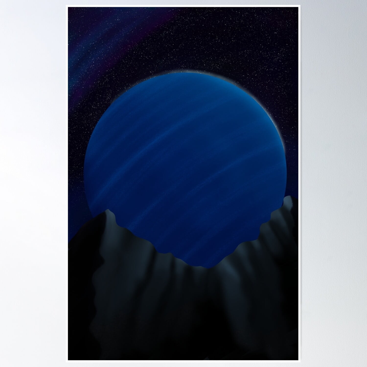 Bloom Theory Mountains Against The Blue Moon Poster Wall Art, Modern ...