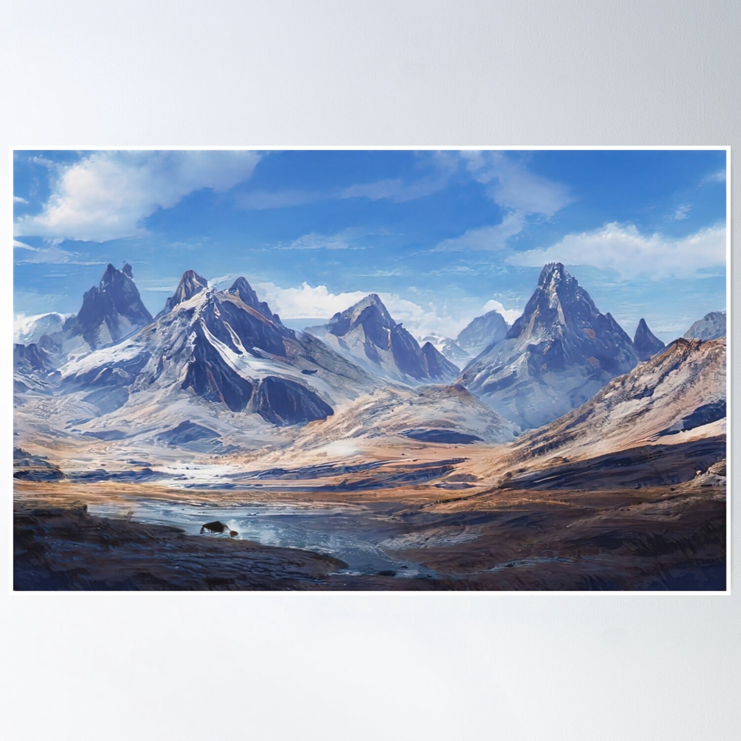 Bloom Theory Mountains Landscape Poster Wall Art, Modern Wall Decor ...