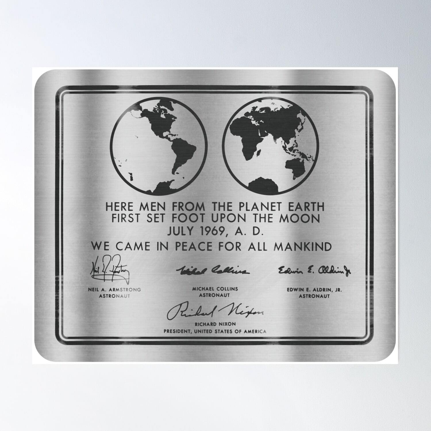 Bloom Theory Nasa Apollo 11 Lunar Plaque Poster Wall Art, Modern Wall ...