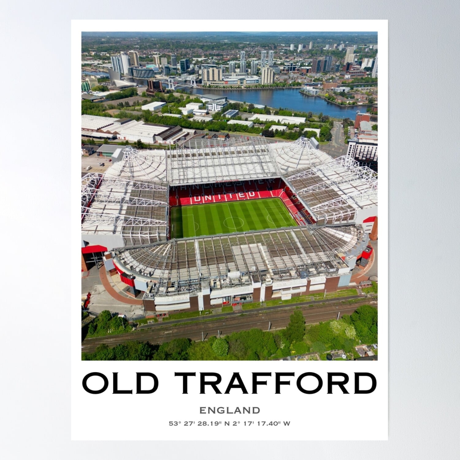 Bloom Theory Old Trafford Poster / Travel Wall Art / England Vacation ...