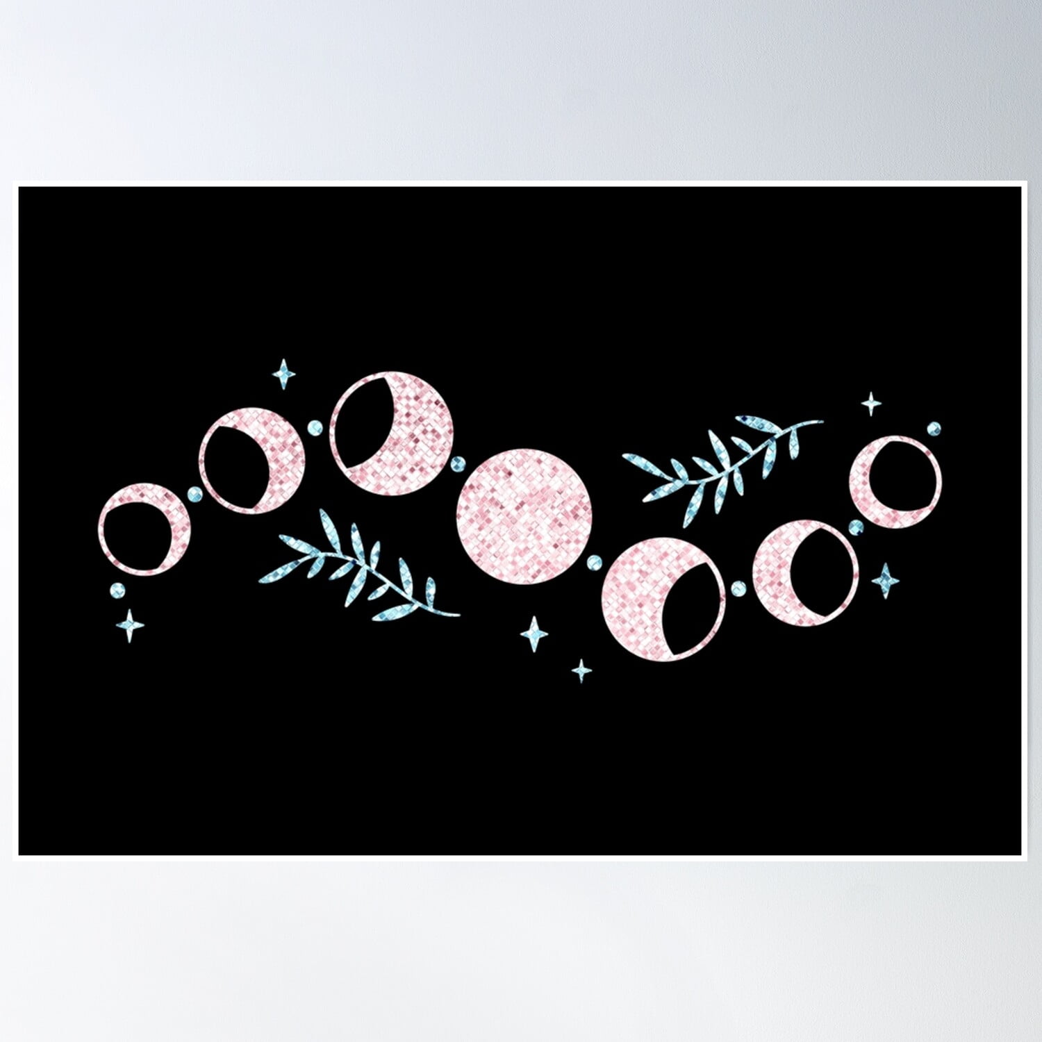 Bloom Theory Pink And Blue Phases Of The Moon Poster Wall Art, Modern ...