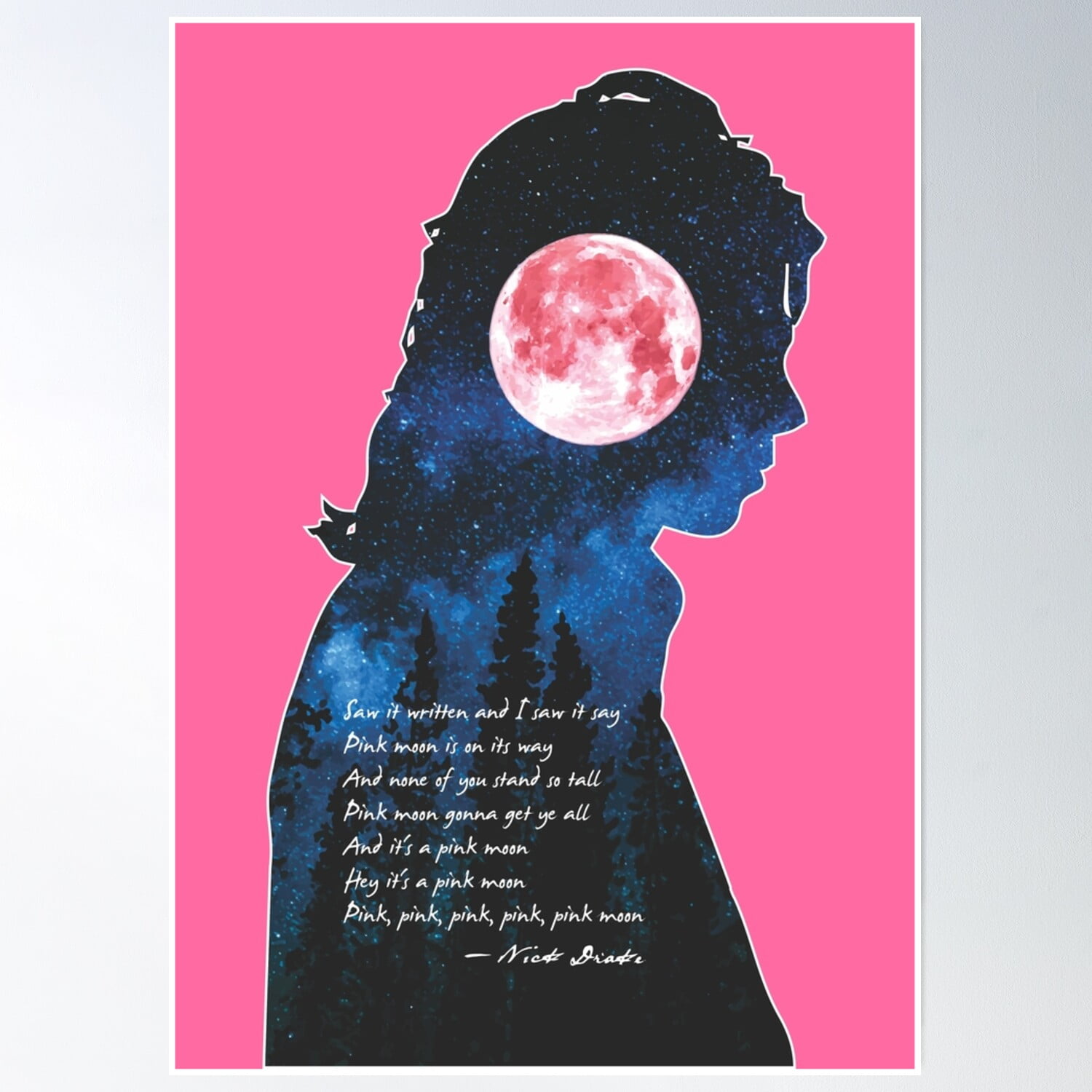 Bloom Theory Pink Moon Poem Poster Wall Art, Modern Wall Decor, 16x24 ...