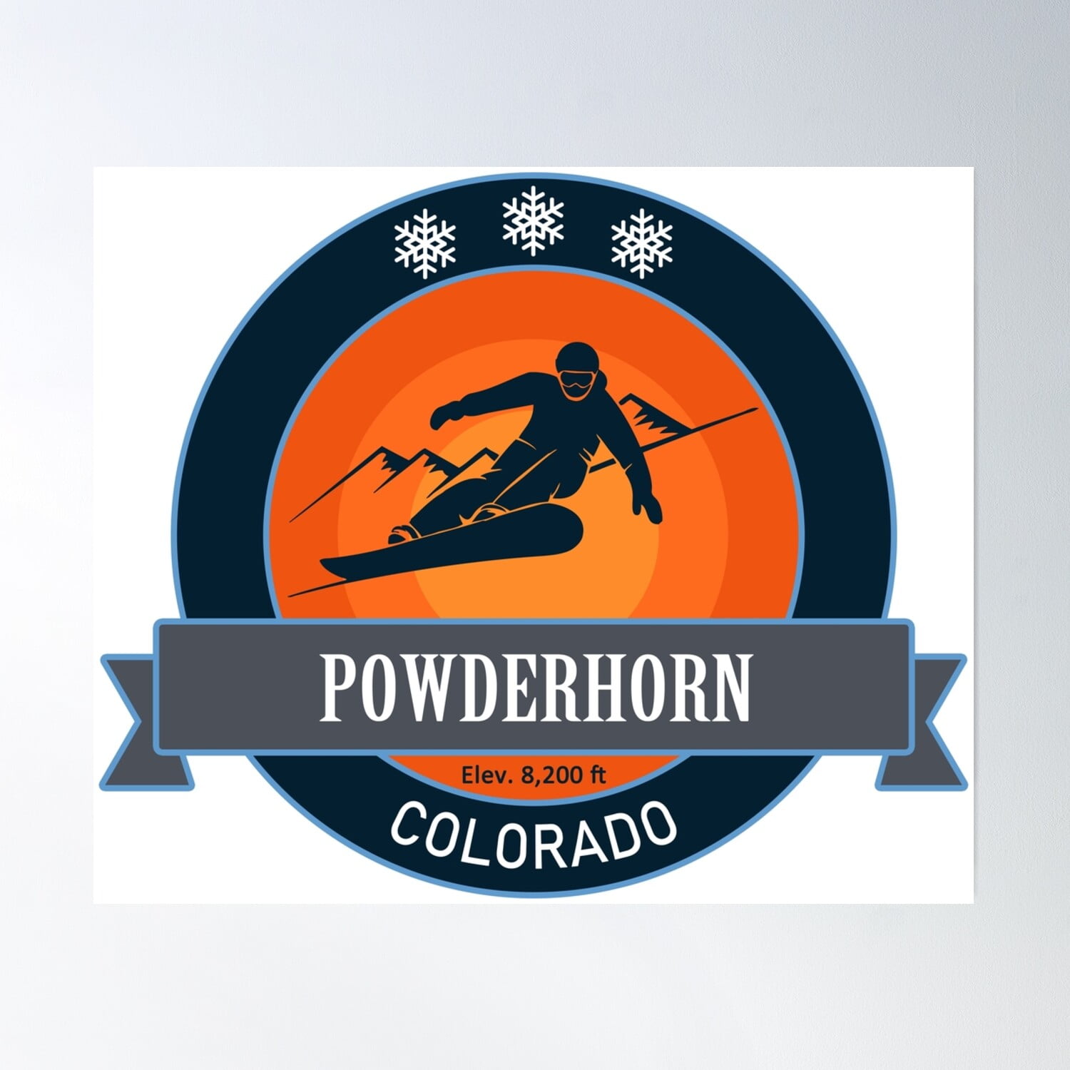 Bloom Theory Powderhorn Colorado Snowboarder Badge Poster Wall Art ...