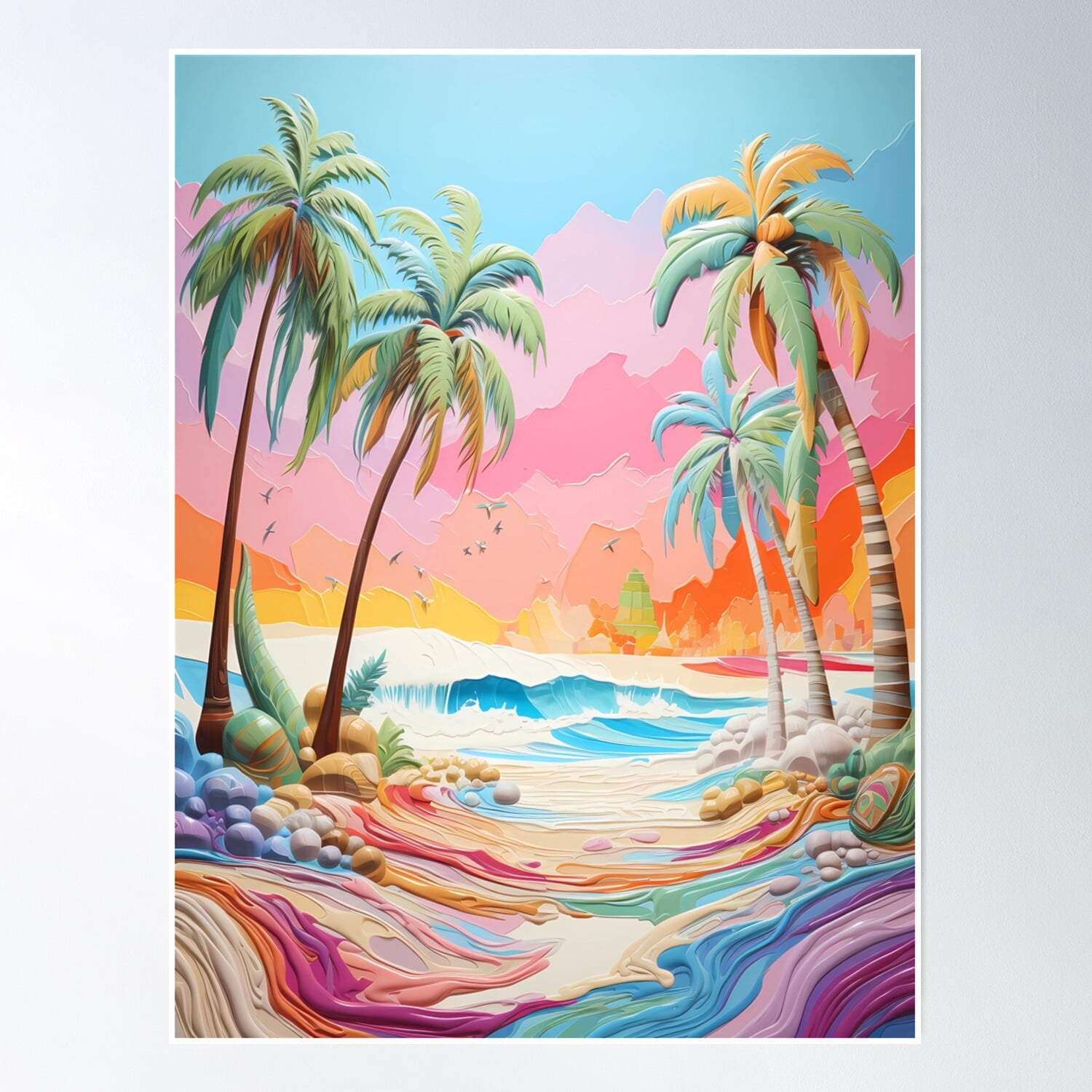 Bloom Theory Psychedelic Beach Poster Wall Art, Modern Wall Decor, 8x12 ...