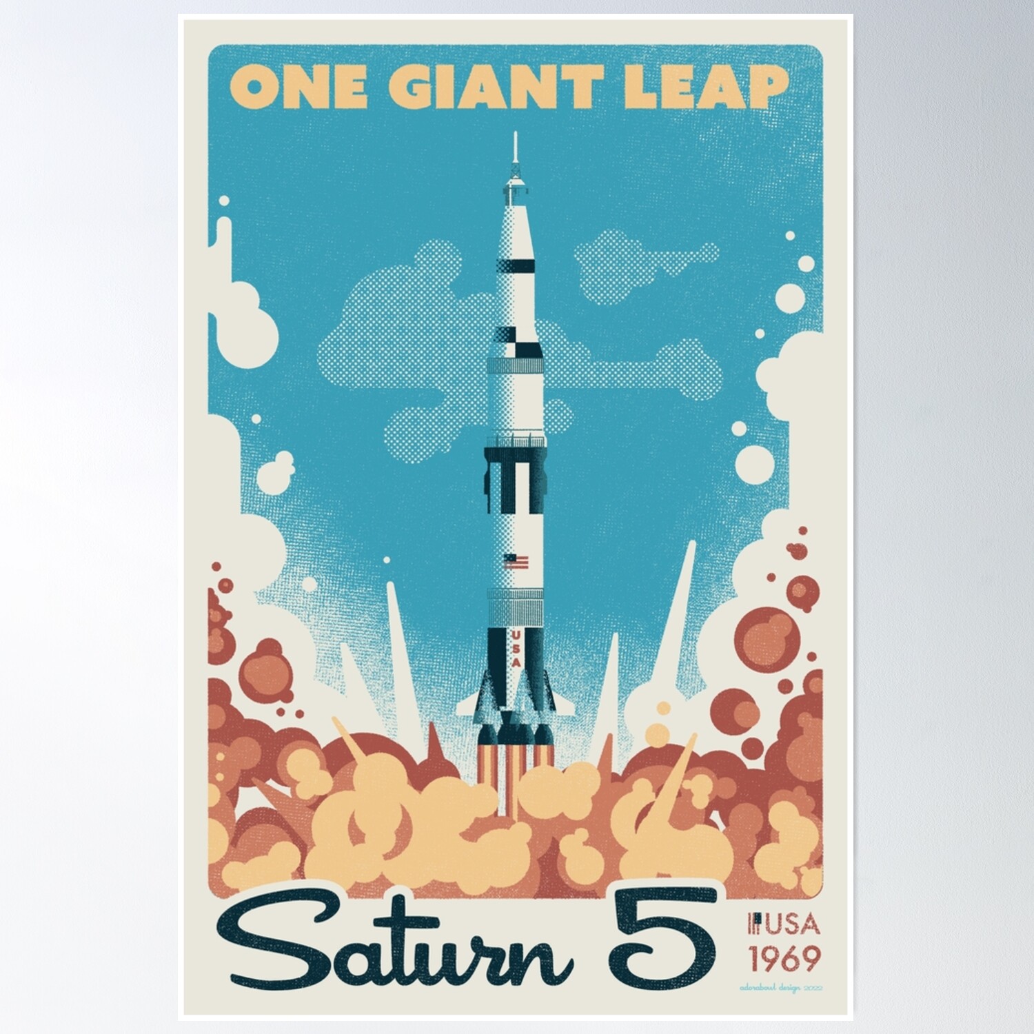 Bloom Theory Retro Saturn V Poster Wall Art, Modern Wall Decor, 8x12 ...