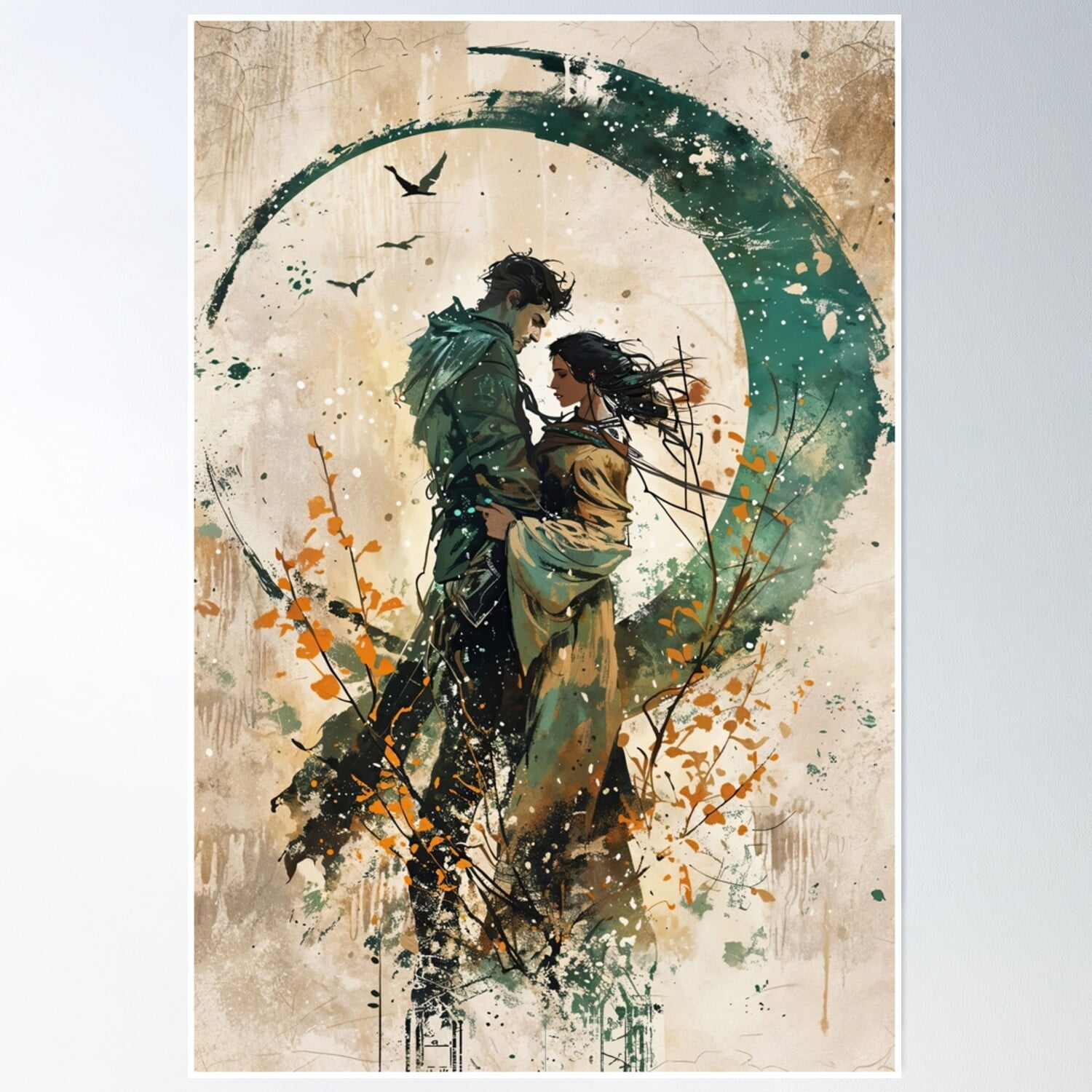 Bloom Theory Romantic Fantasy Duo Poster Wall Art, Modern Wall Decor ...