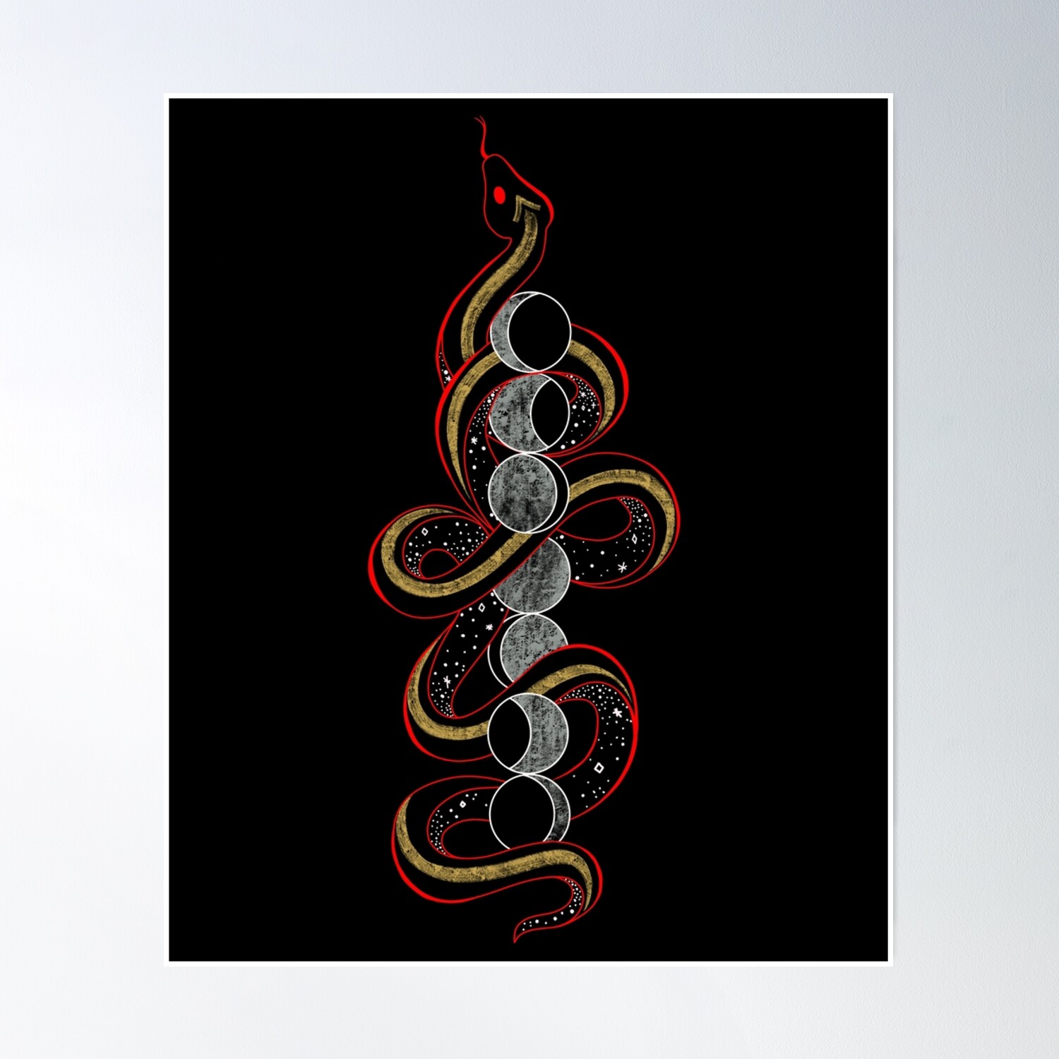 Bloom Theory Snake Moon Phases Poster Wall Art, Modern Wall Decor ...