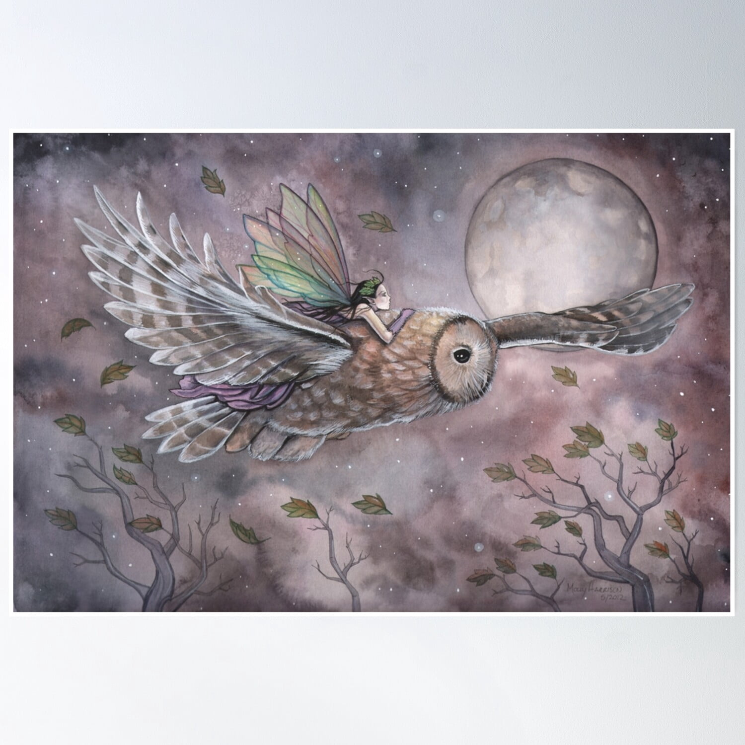 Bloom Theory Soaring Fairy And Owl In Flight Illustration Fantasy Art ...