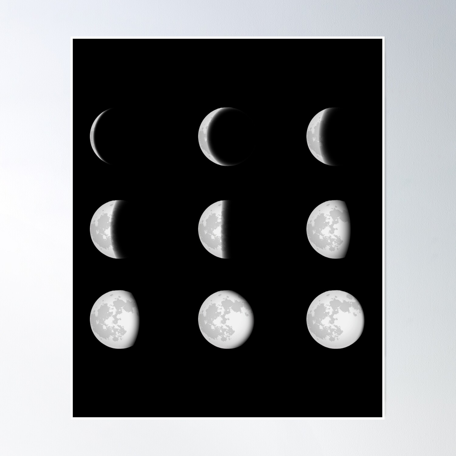 Bloom Theory Space Moon Phases Poster Wall Art, Modern Wall Decor, 8x12 ...