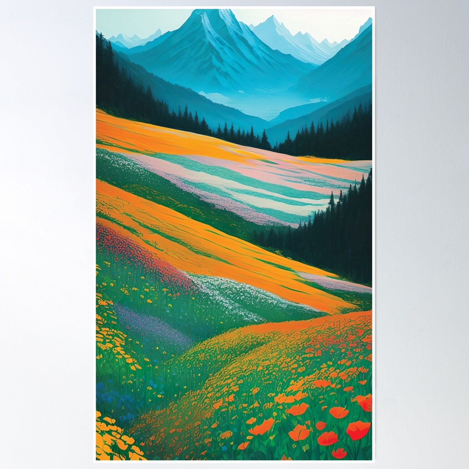 Bloom Theory Spring Flowers At The Foot Of The Mountains Poster Wall ...