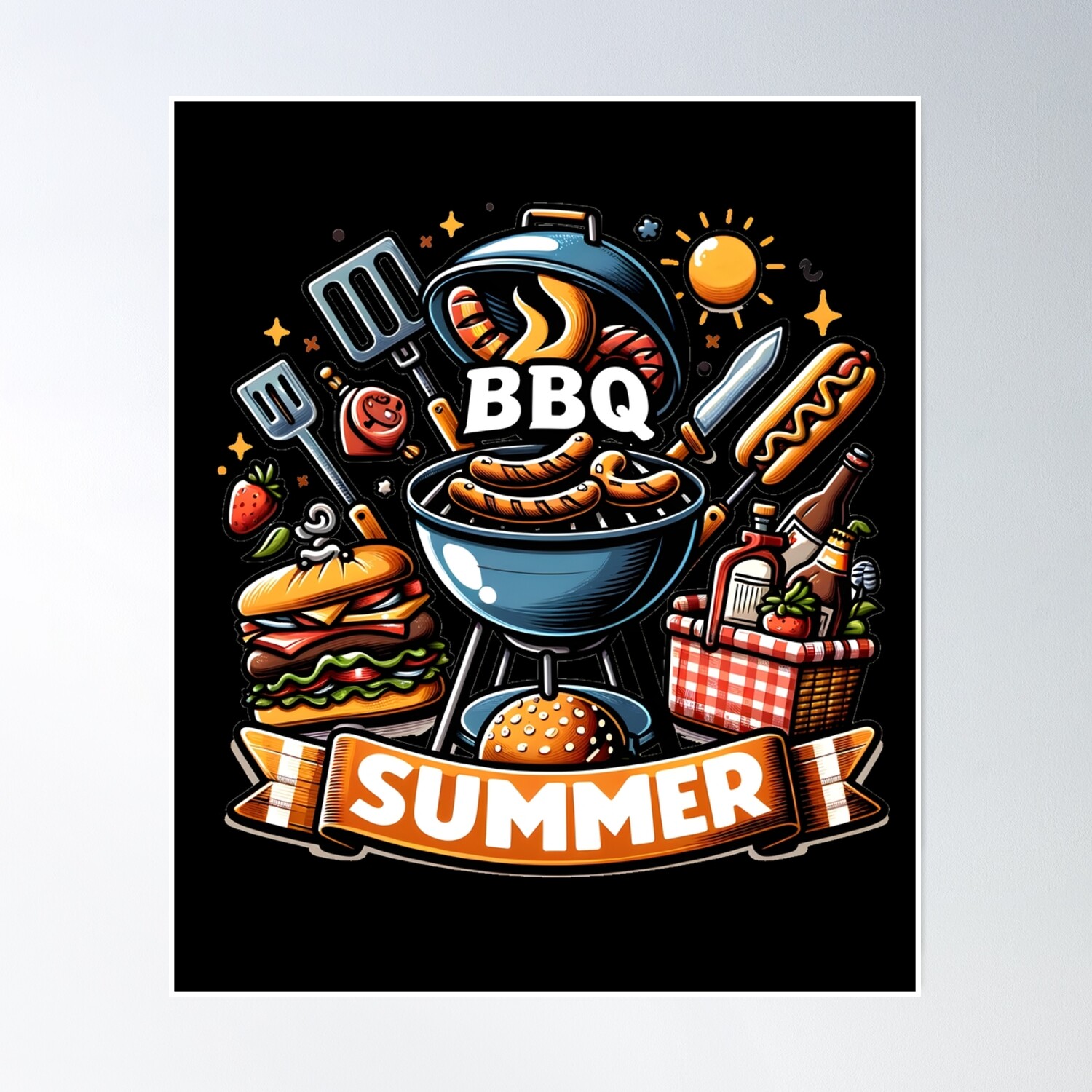 Bloom Theory Summer Bbq Vacation Poster Wall Art, Modern Wall Decor ...