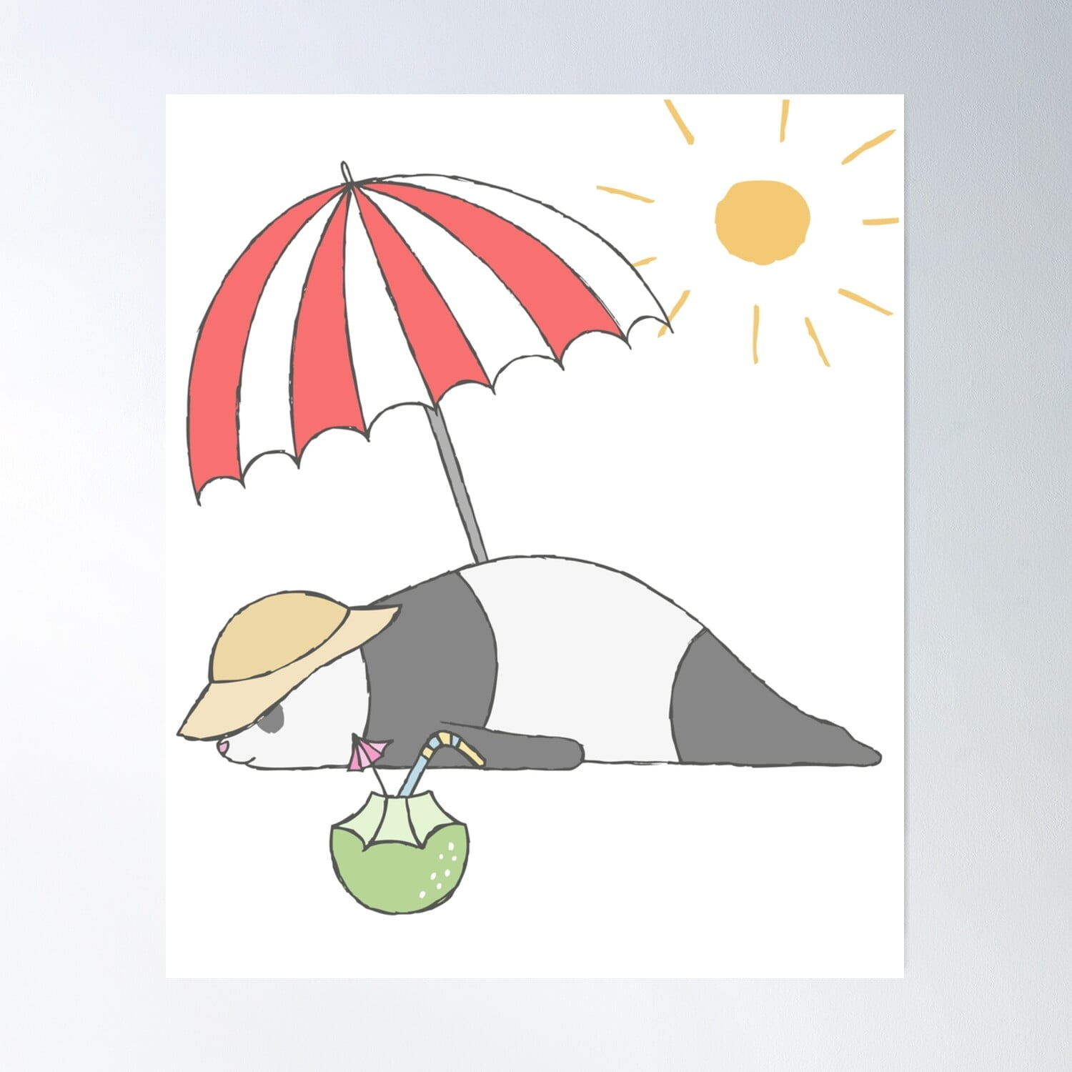 Bloom Theory Summertime Panda Bear Poster Wall Art, Modern Wall Decor ...