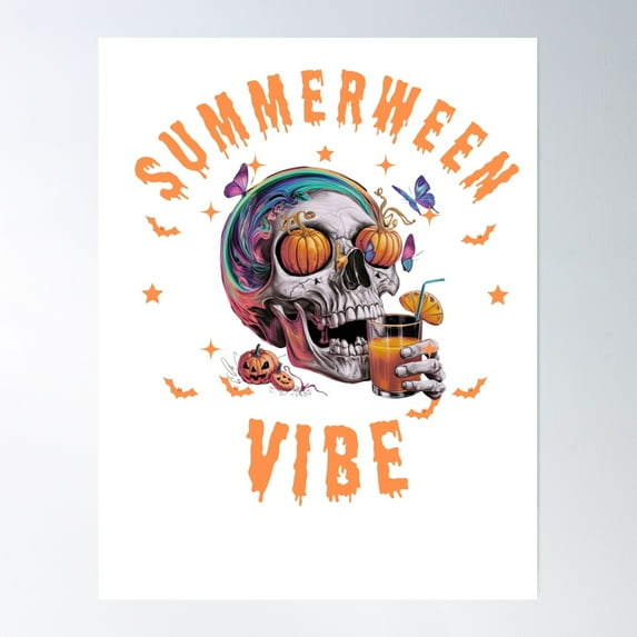 Bloom Theory Summerween Vibes Skeleton Pumpkin Summer Vacation Poster ...