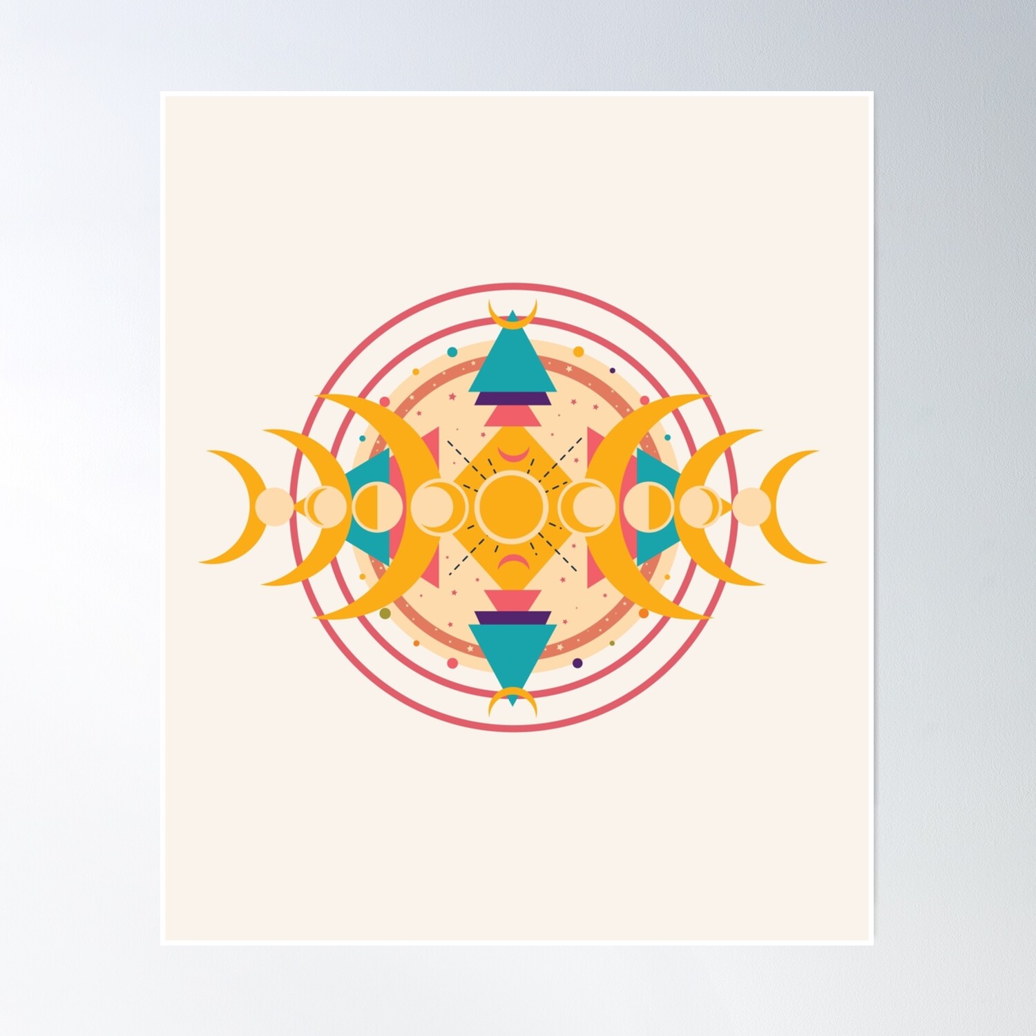 Bloom Theory Sun And Moon Spiritual Mandala Poster Wall Art, Modern ...