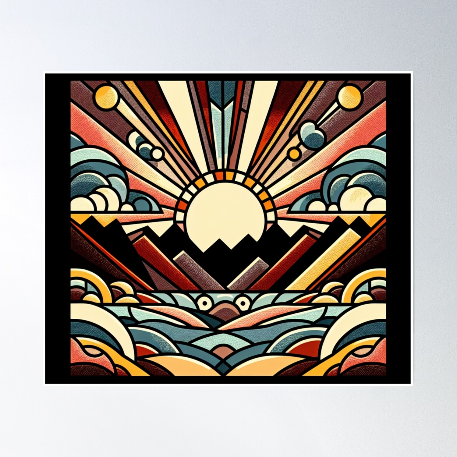 Bloom Theory Sunset Over The Mountains Poster Wall Art, Modern Wall ...