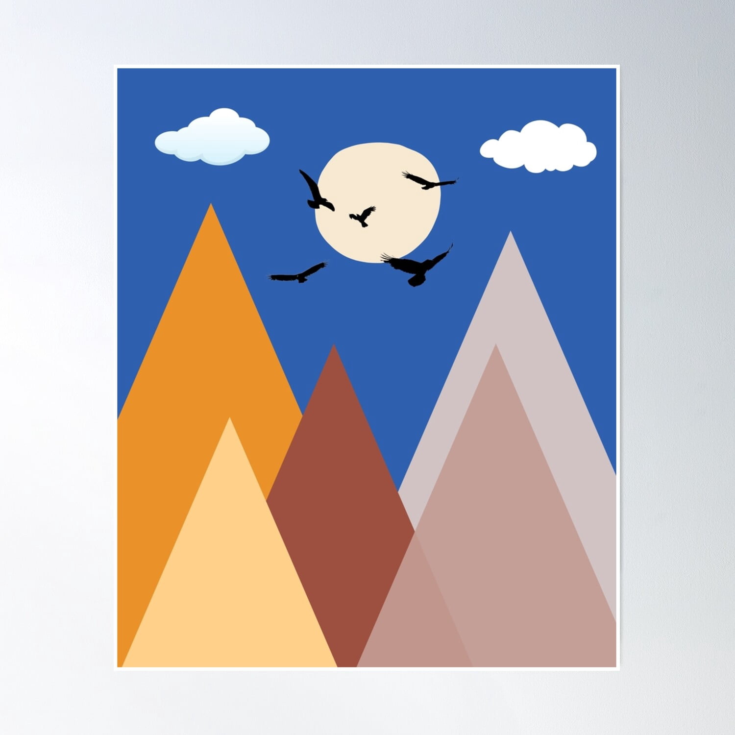 Bloom Theory The Mountains And The Birds Poster Wall Art, Modern Wall ...