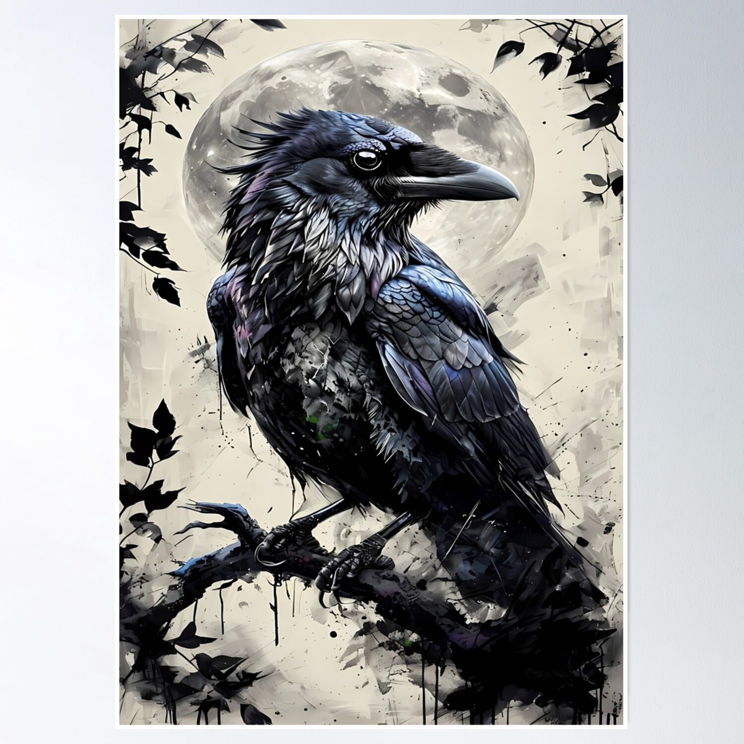 Bloom Theory The Raven Under The Full Moon Poster Wall Art, Modern Wall ...